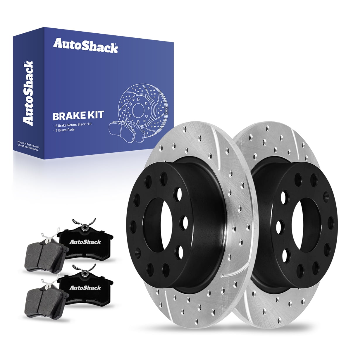 AutoShack Rear Drilled & Slotted Brake Rotors Premium Ceramic Brake ...