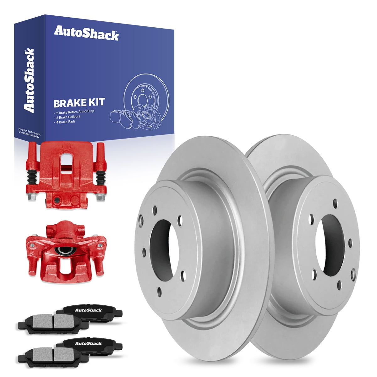AutoShack Rear Brake Rotors Ceramic Brake Pads Calipers Red ...