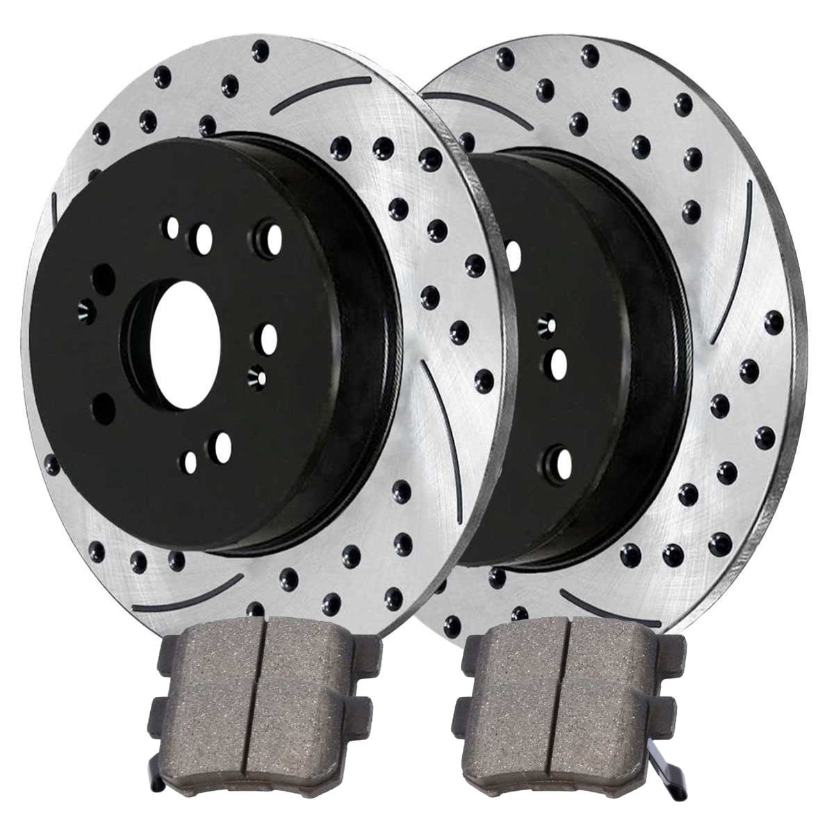Brake Rotor Kit AutoShack Drilled & Slotted Brake Rotors With Ceramic ...