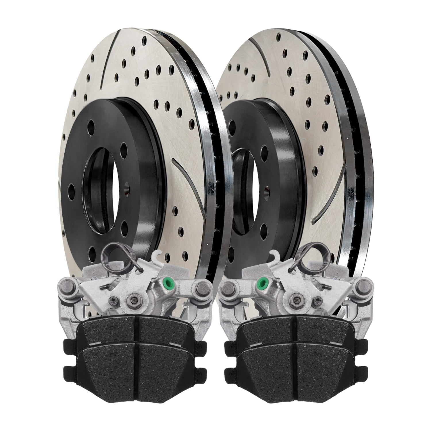 AutoShack Rear Drilled & Slotted Brake Rotors Ceramic Brake Pads ...