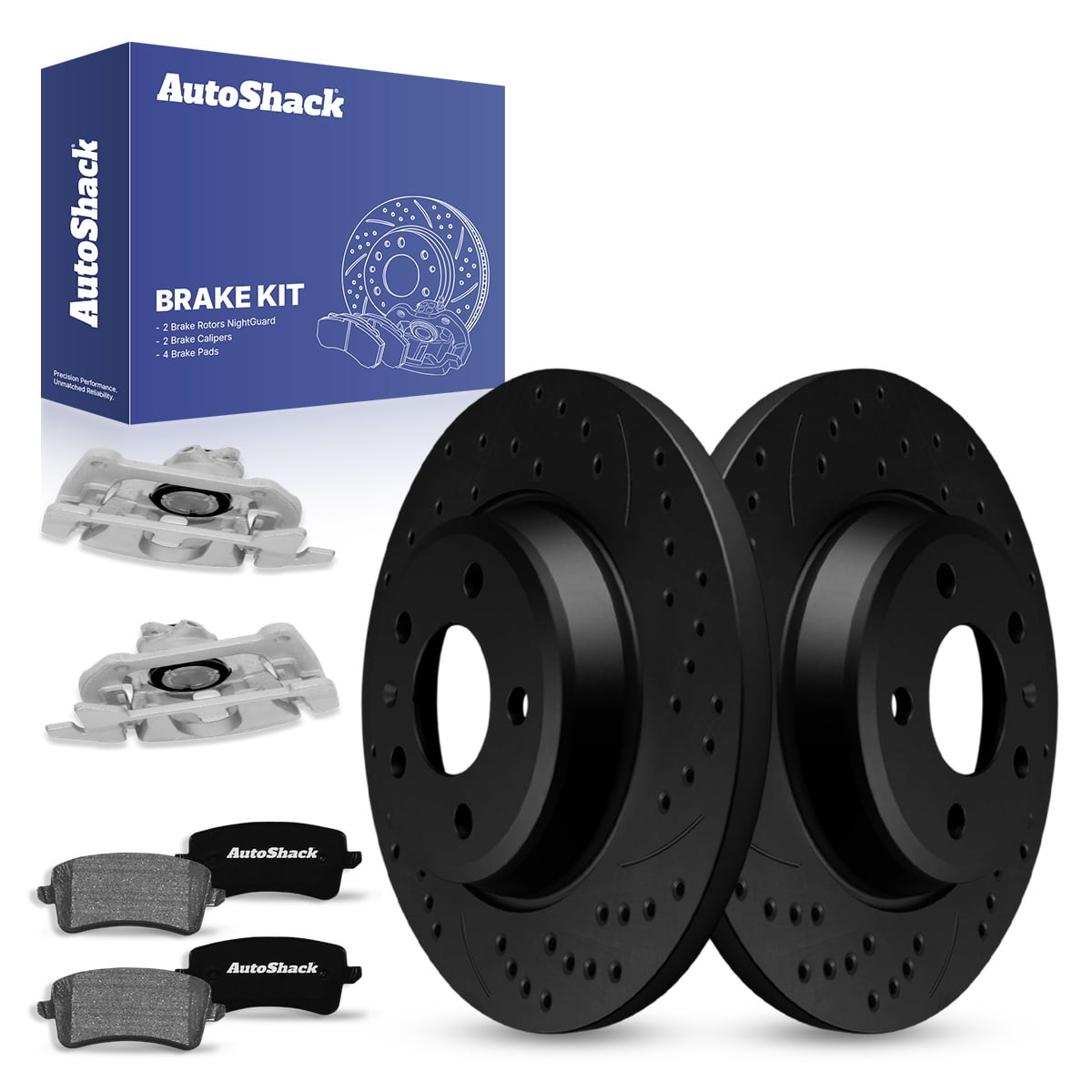 AutoShack Rear Drilled & Slotted Brake Rotors Ceramic Brake Pads ...
