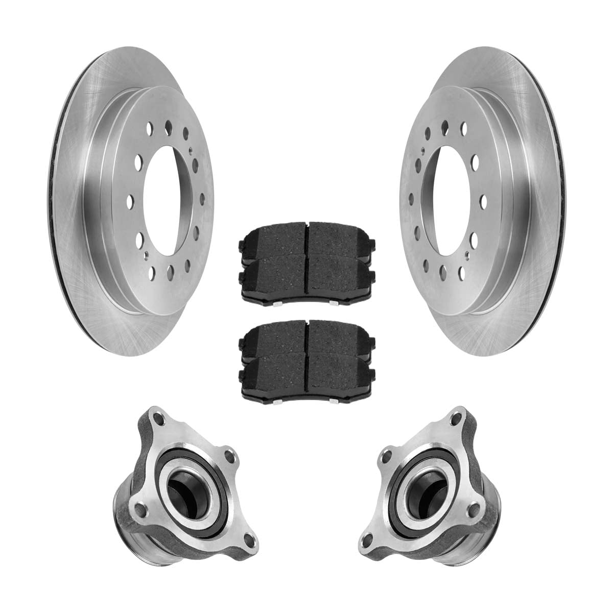 AutoShack Rear Driver and Passenger Side Brake Rotors Ceramic Pads and ...