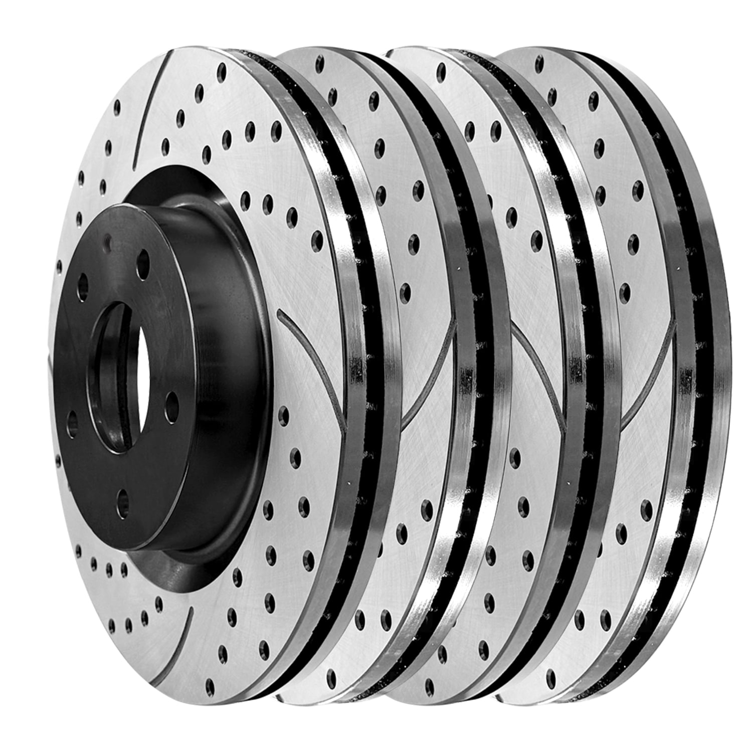 AutoShack Set of 4 Front and Rear Drilled and Slotted Brake Rotors ...