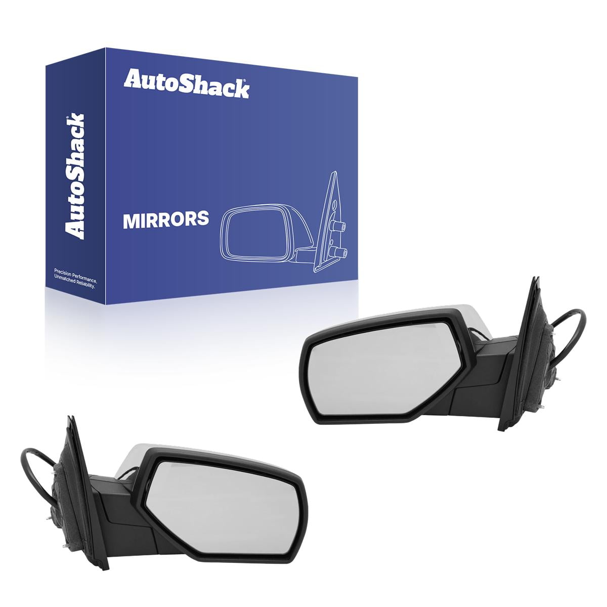 AutoShack Side View Mirrors Power Heated Black with Chrome Cap ...