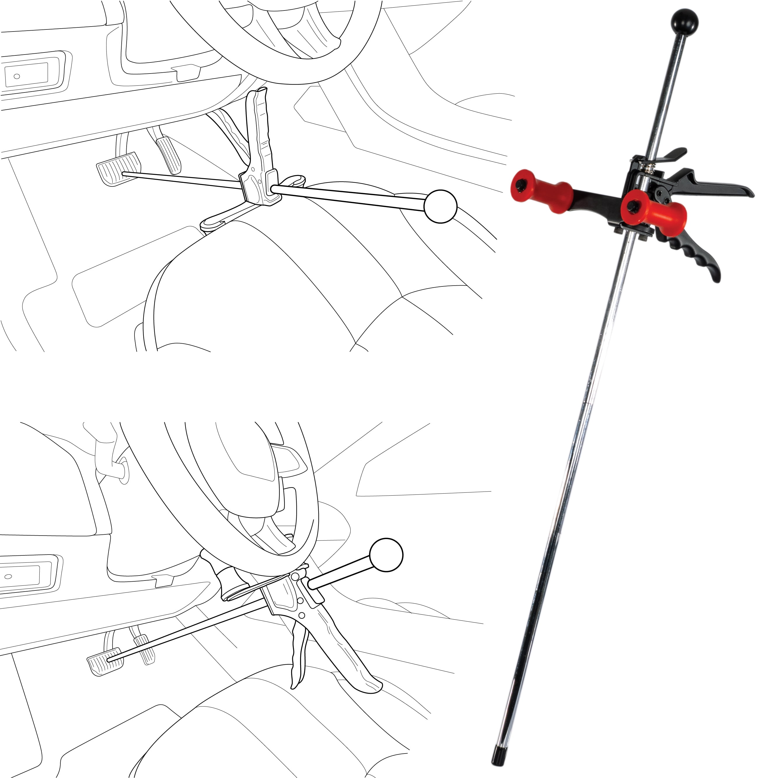 AutoSolo 28-Inch Adjustable Brake Pedal Depressor Tool with Rubber ...