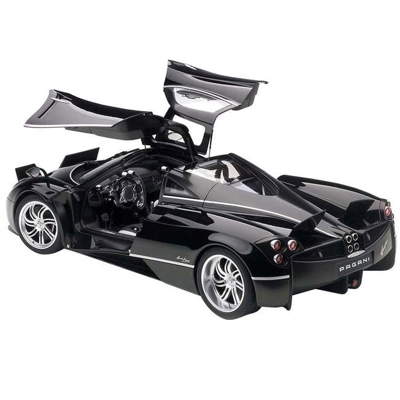 Pagani Huayra Gloss Black with Silver Stripes and Silver Wheels 1/12 ...