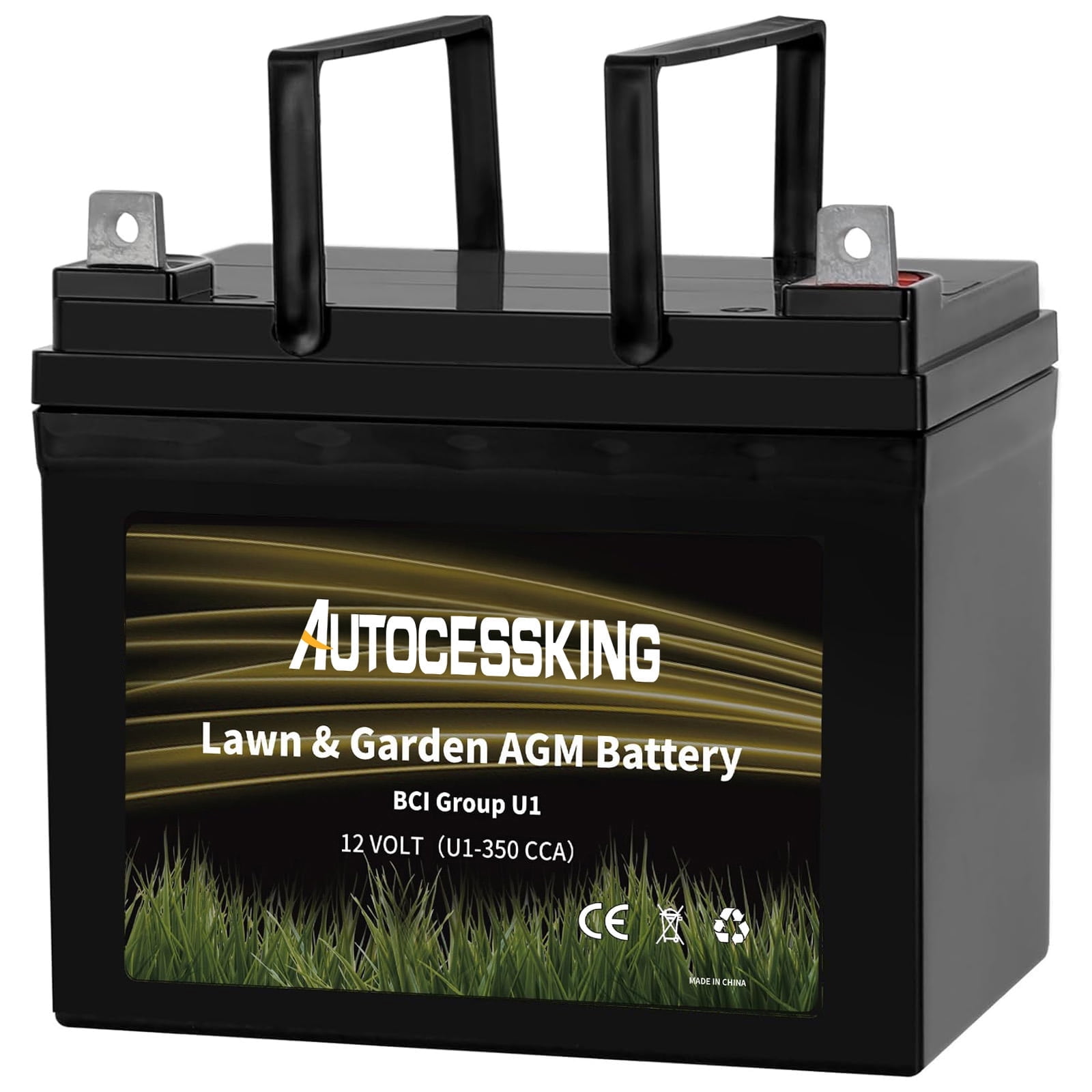 Autocessking Lawnmower AGM Battery Group U1 12V 350CCA 33AH Garden ...