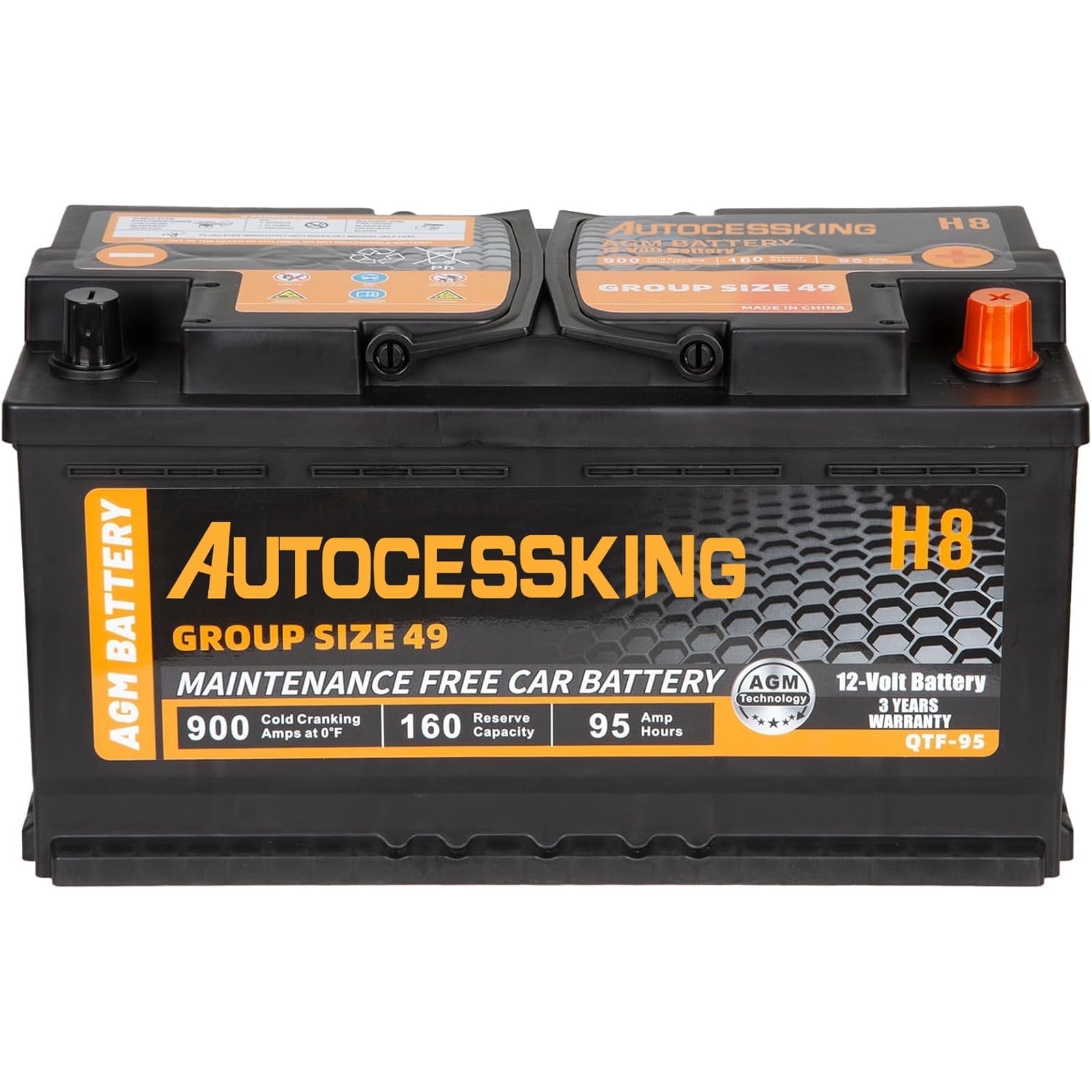 Autocessking Platinum AGM 12V Automotive Battery BIC Group 49 95AH 200 ...