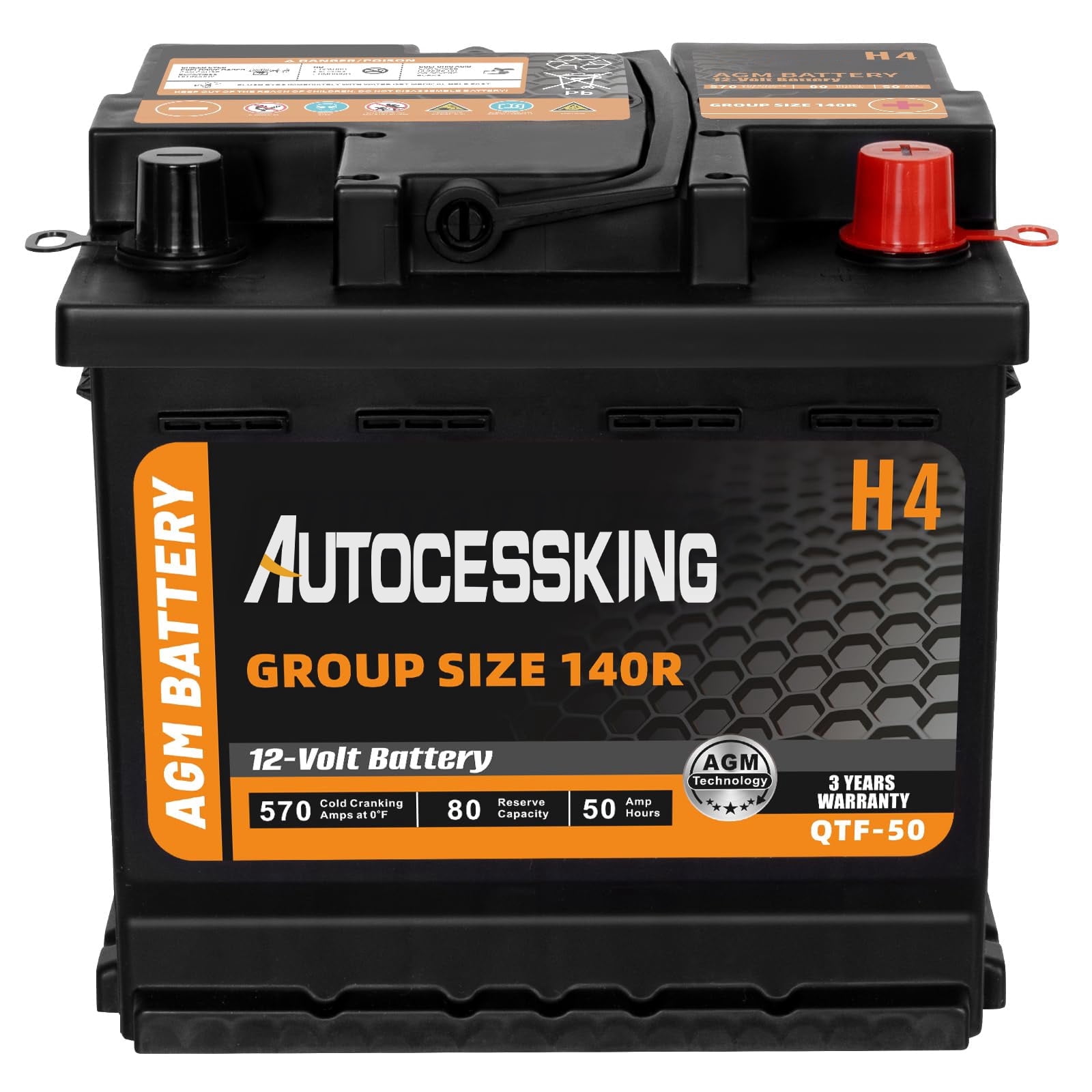 Autocessking Platinum AGM Battery, Group 140R Rechargeable Automotive ...