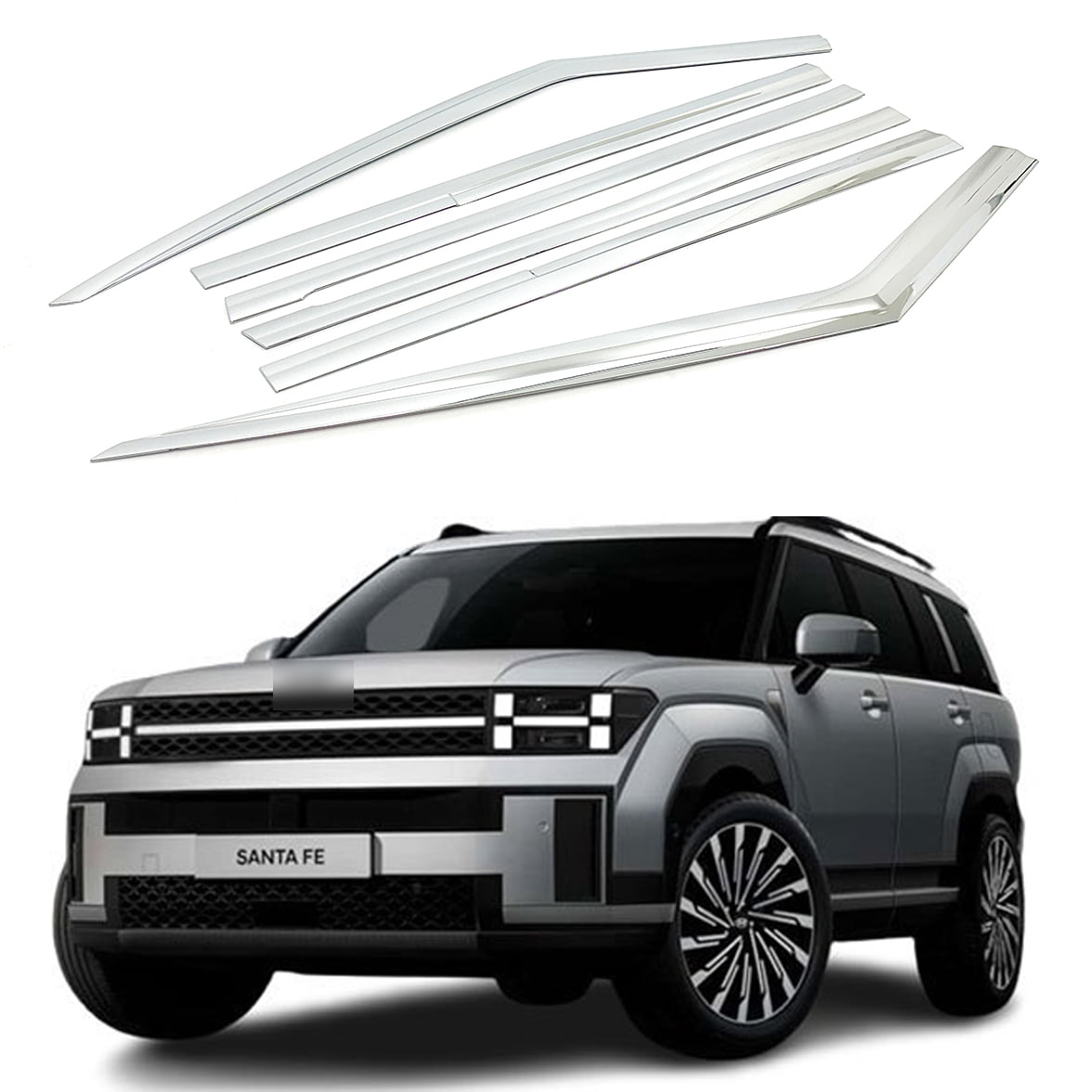 Autoclover Chrome Visors 6pcs compatible with 2024 2025 Santa Fe ...