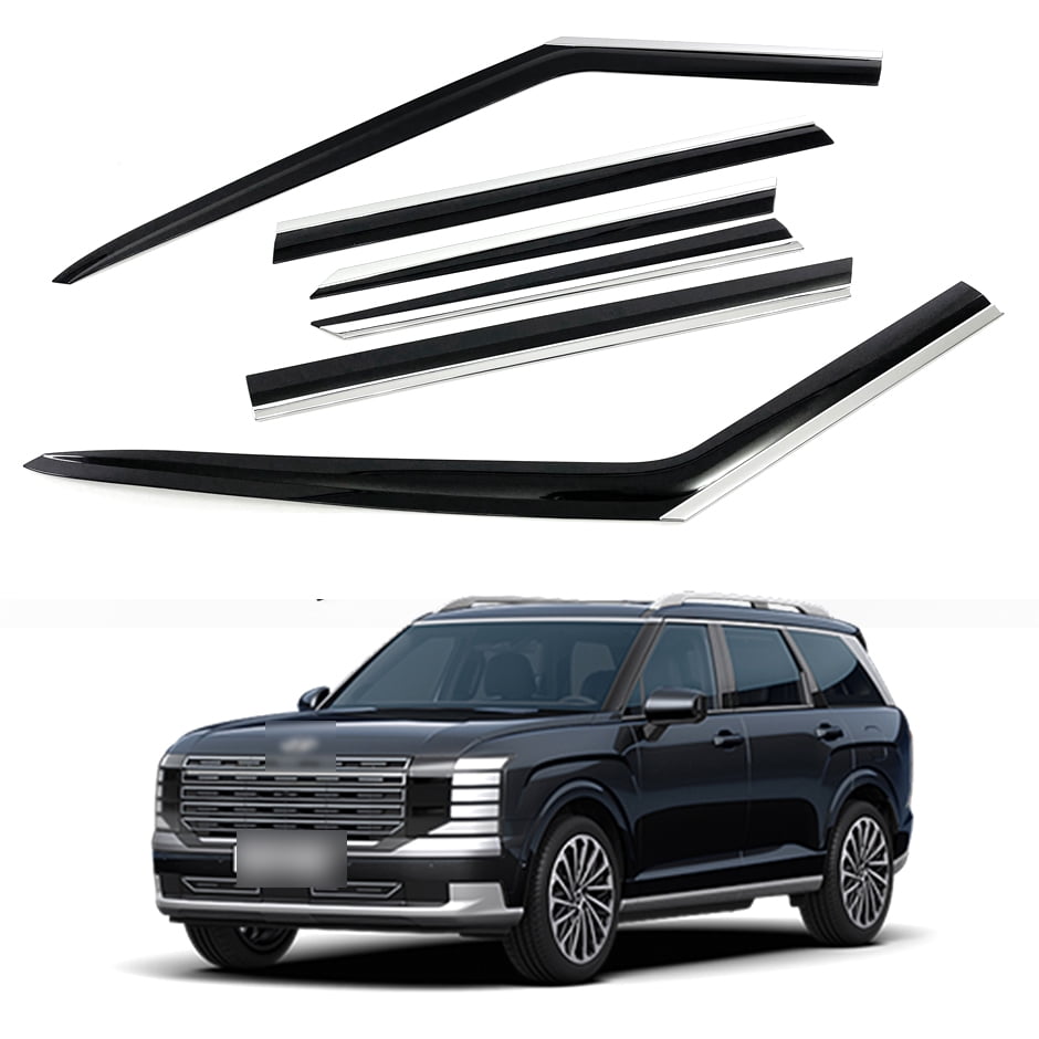 Autoclover Premium Chrome Top Edge Black Window Visors 6pcs compatible ...