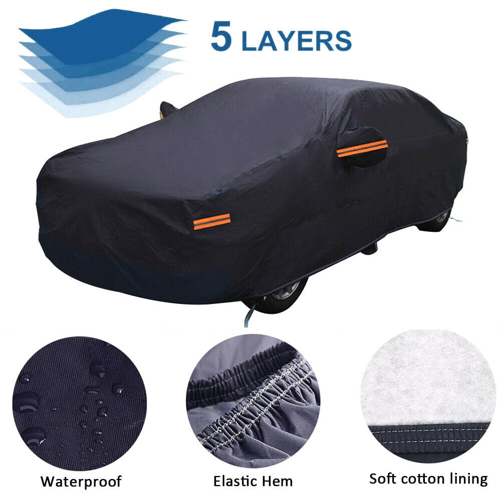 Autoez 5 Layers Car Cover Cotton Lining All Weather Protector Universal ...