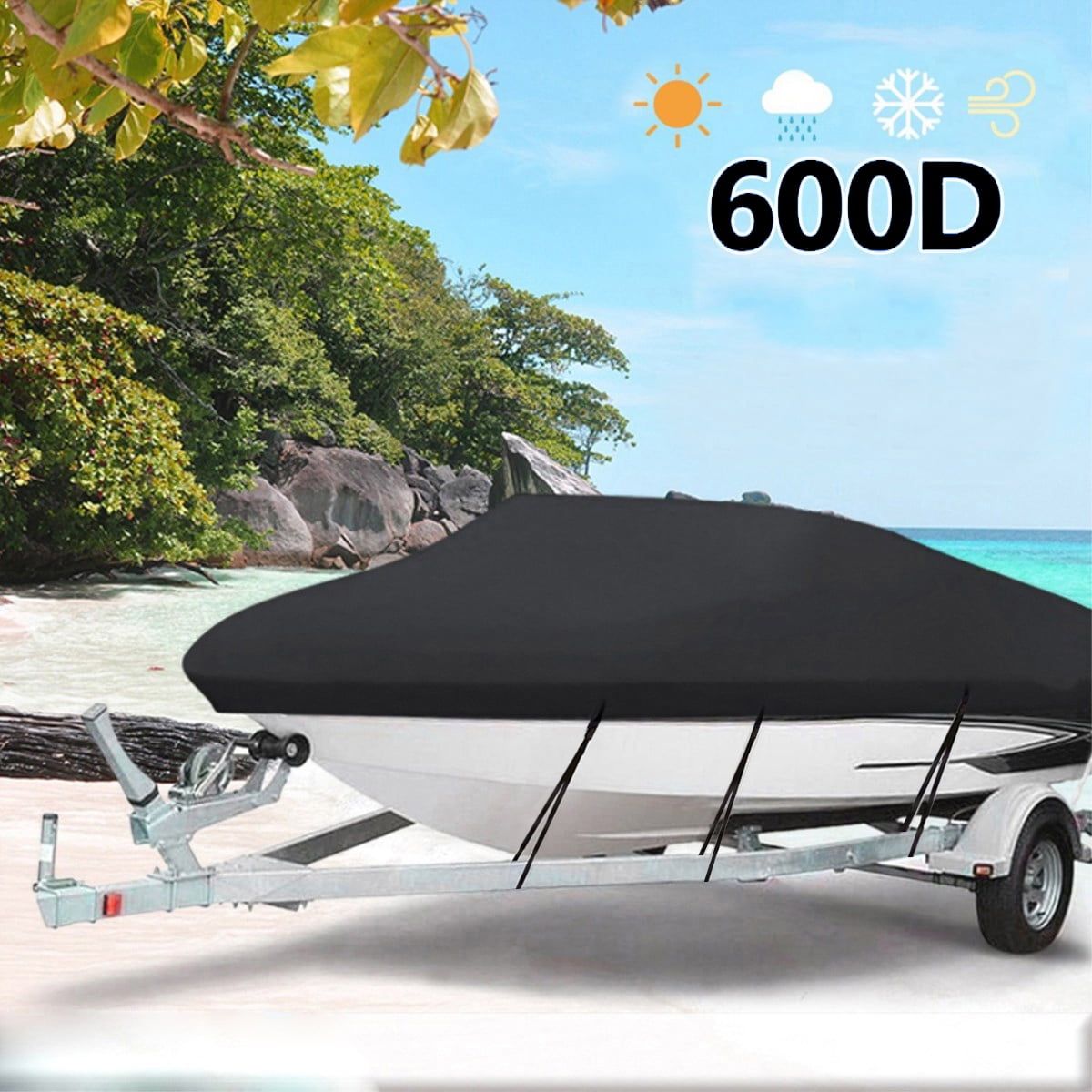 Autoez Marine Grade 600D Boat Cover Fits 20-22ft V-Hull Runabout ...