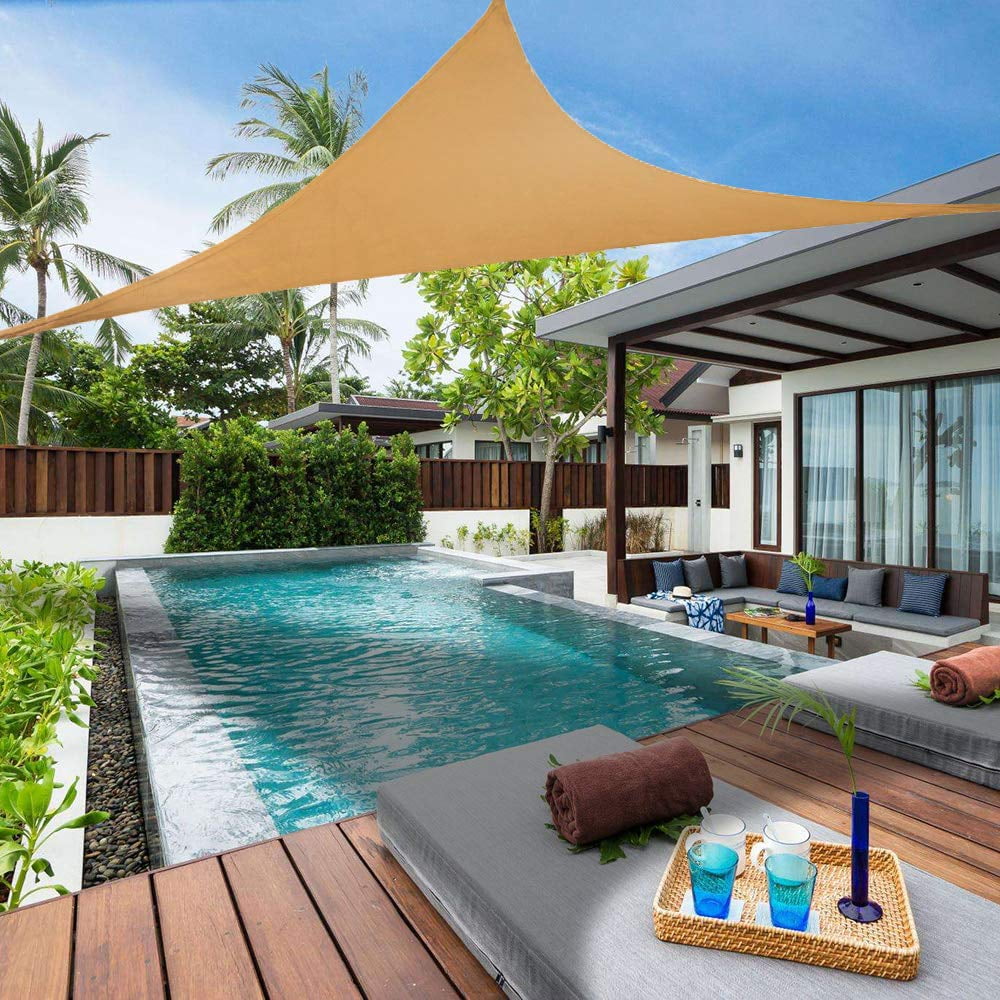 Autoez 10' x 10' x 10' Khaki Triangle Shade Sail, Waterproof - Walmart.com