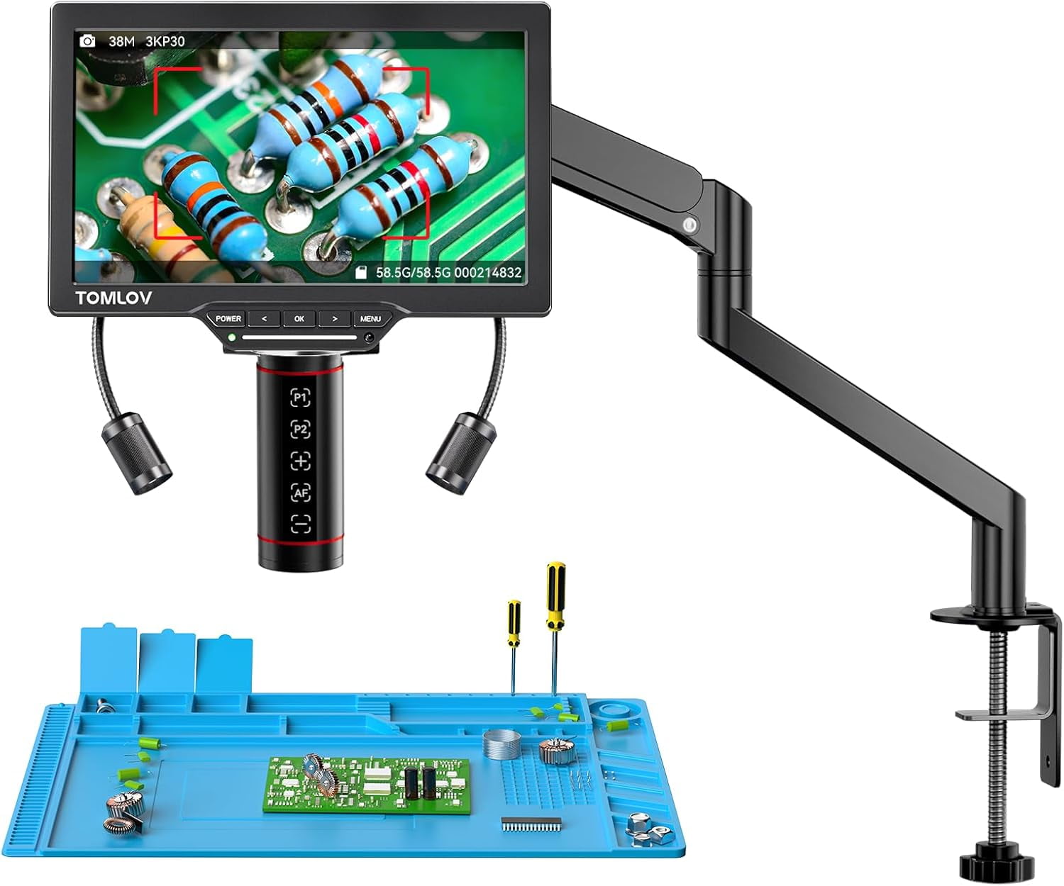 Autofocus Digital Microscope TM3K-AF Max: 3K Flex Arm HDMI Microscope ...