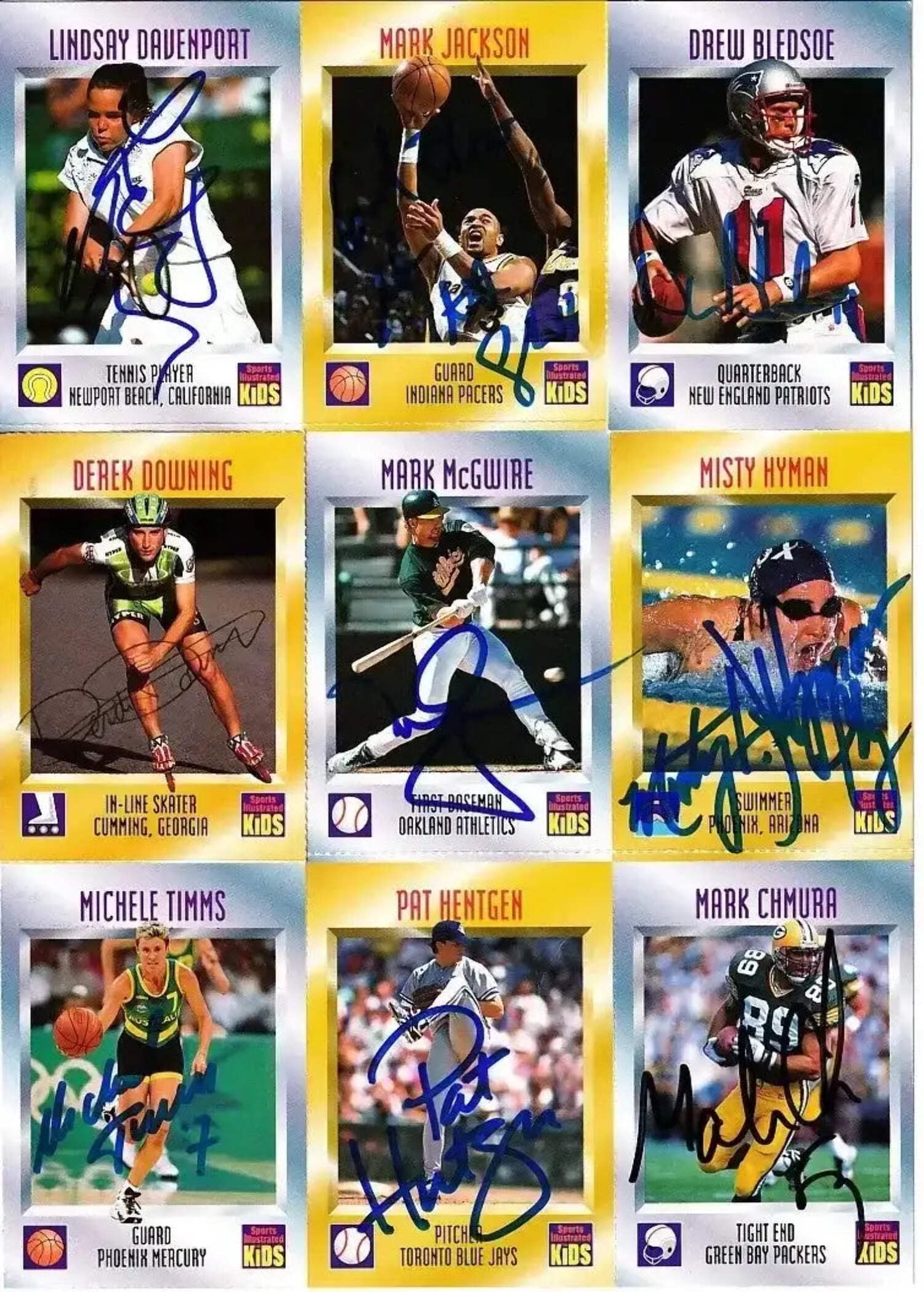 Autographed 1997 Sports Illustrated for Kids card sheet Drew Bledsoe ...
