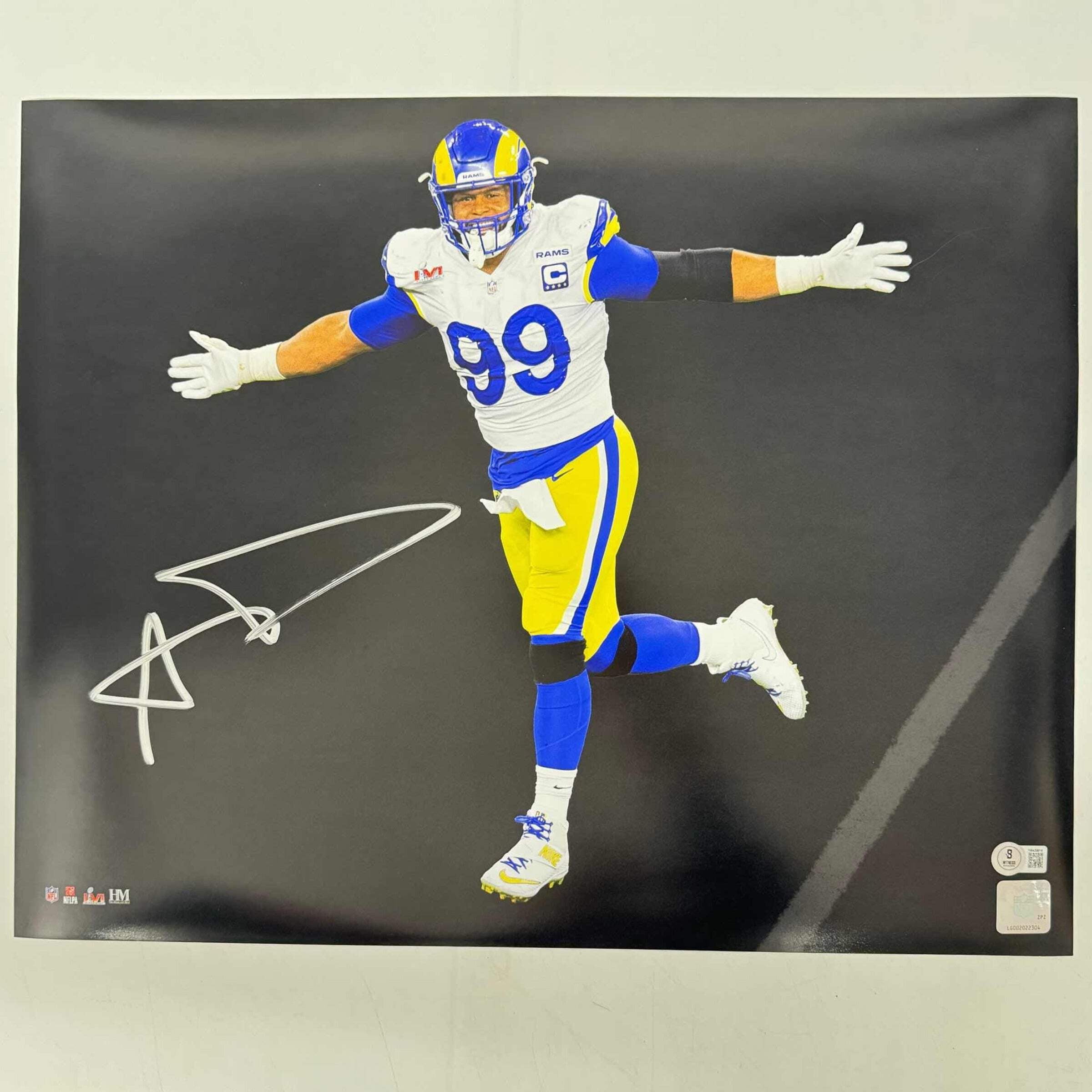 Autographed/Signed Aaron Donald Los Angeles LA Rams 16x20 Football ...