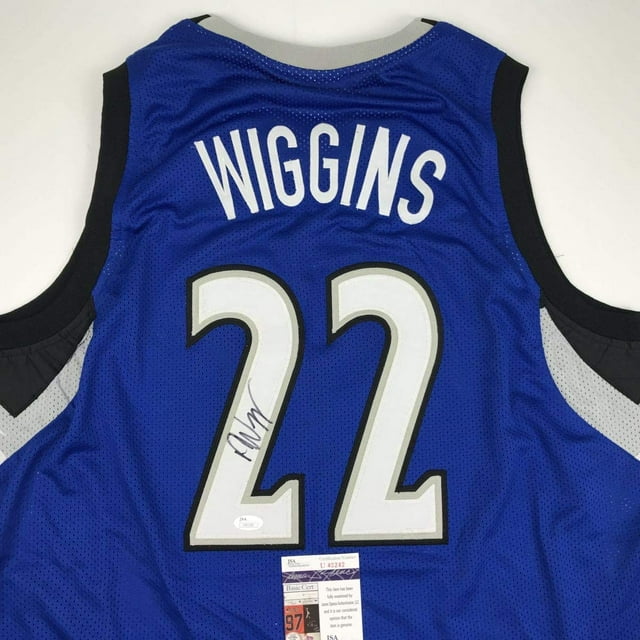 Autographed/Signed Andrew Wiggins Minnesota Blue Basketball Jersey JSA ...