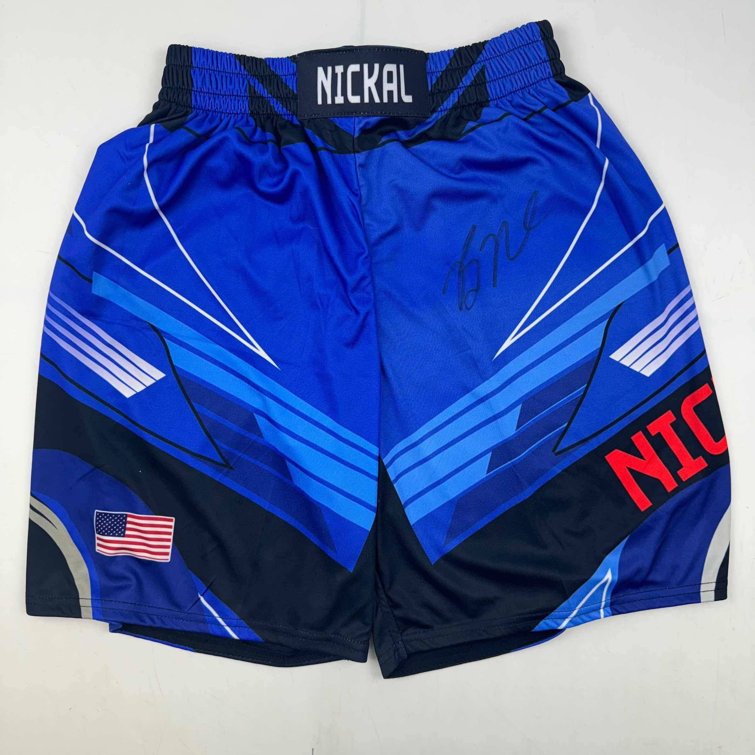 Autographed/Signed Bo Nickal Blue UFC MMA Trunks Shorts Ultimate ...