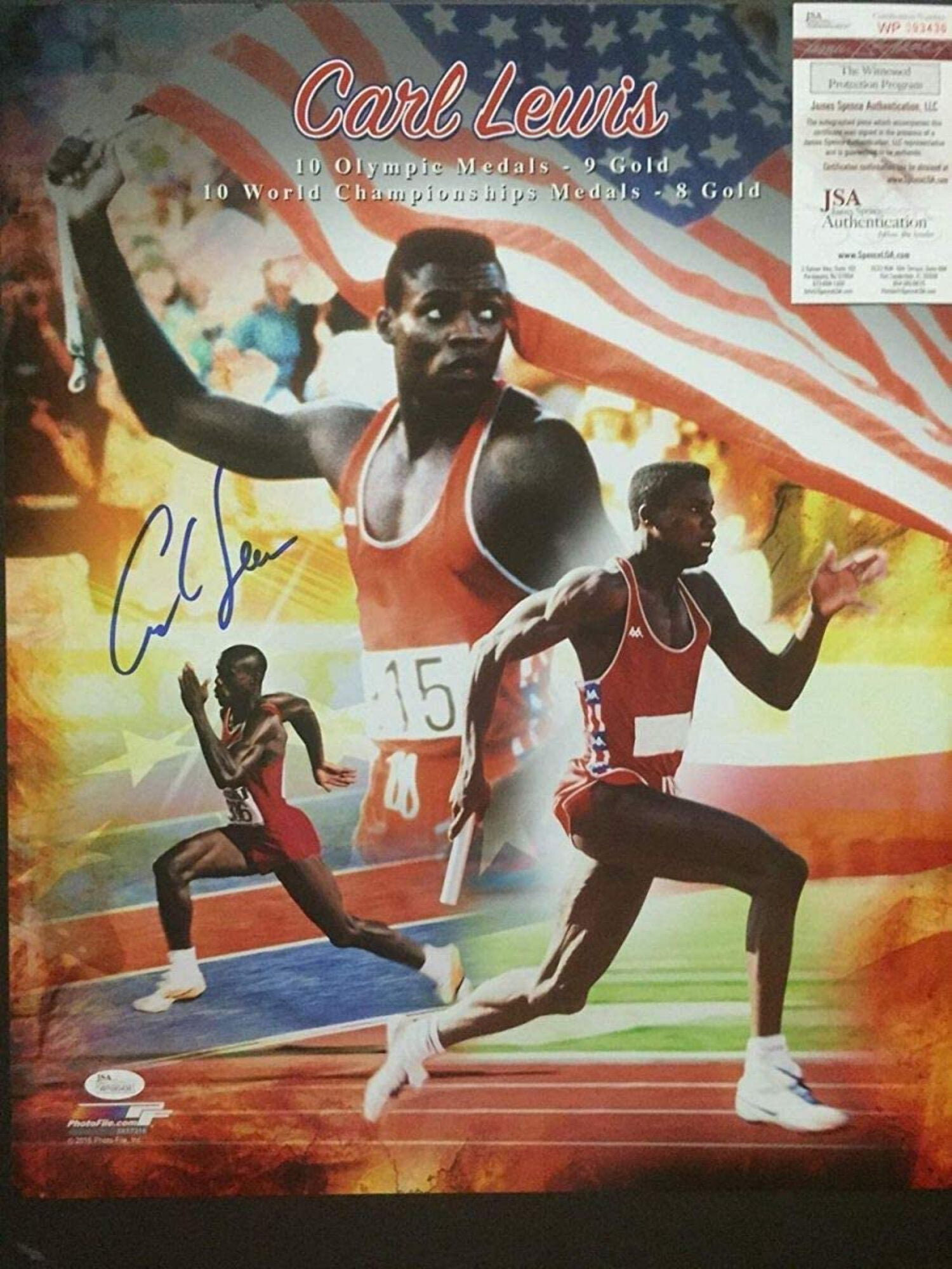 Autographed/Signed Carl Lewis Track USA Olympics 9x Gold Medalist 16x20 ...