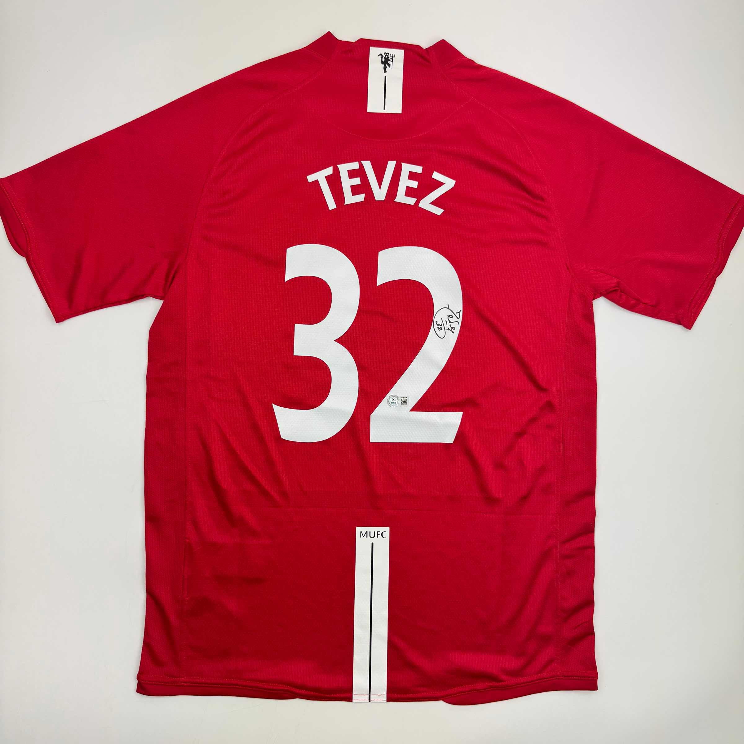 Autographed/Signed Carlos Tevez Manchester United Red Soccer Jersey ...