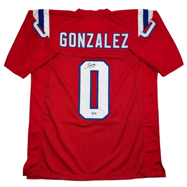 Autographed/Signed Christian Gonzalez New England Red Football Jersey ...