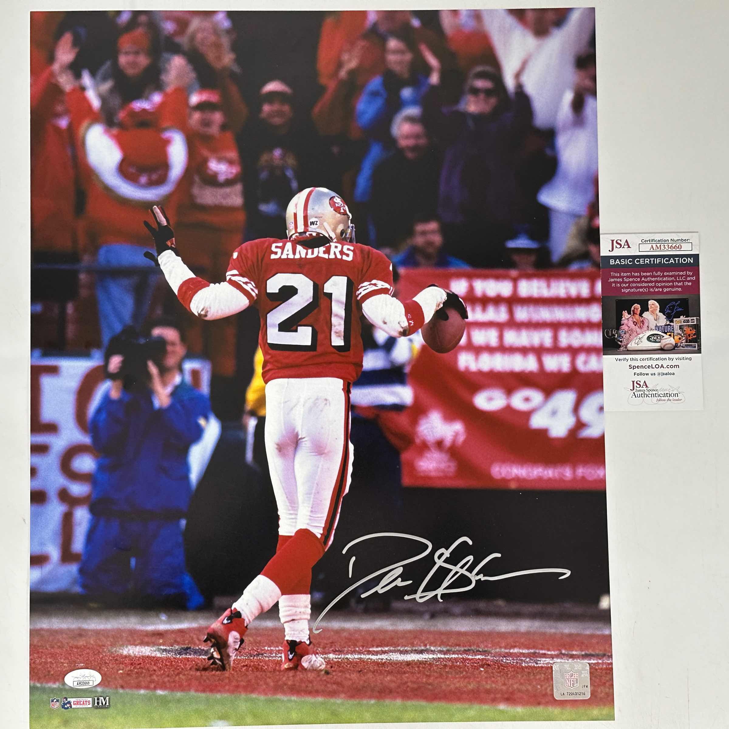 Autographed/Signed Deion Sanders San Francisco 49ers 16x20 Football Photo JSA COA - Walmart.com