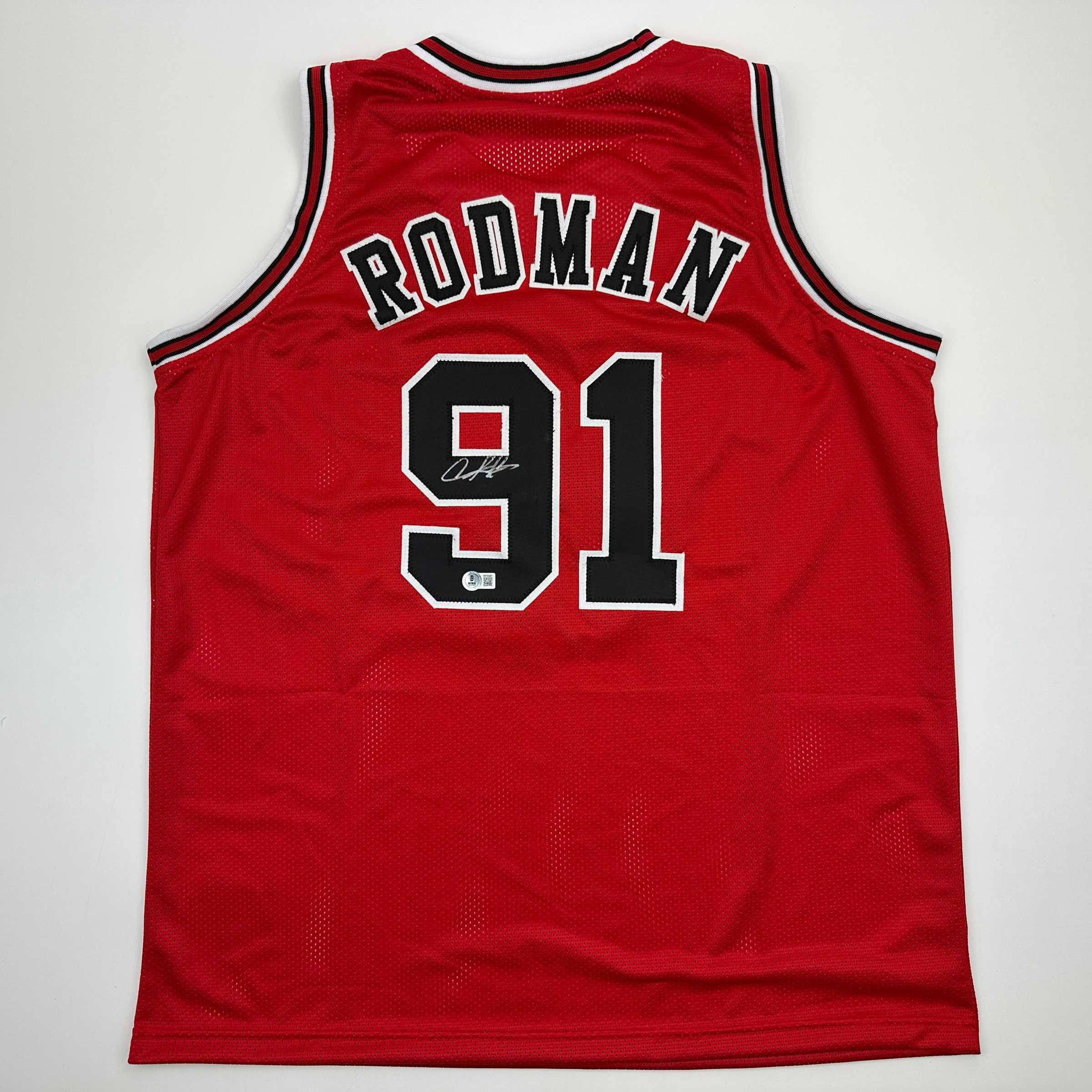 Autographed/Signed Dennis Rodman Chicago Red Basketball Jersey Beckett ...