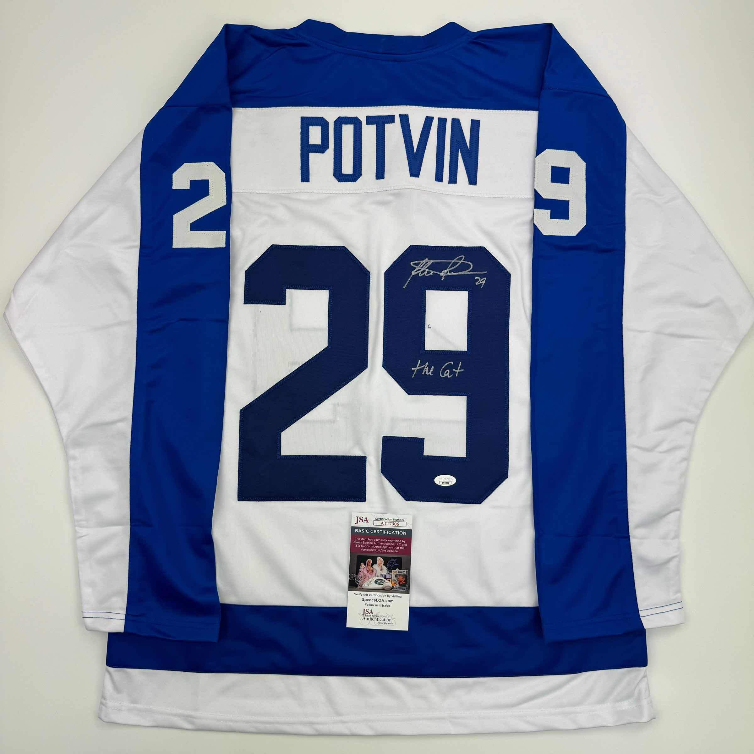 Autographed/Signed Felix Potvin The Cat Toronto White Hockey Jersey JSA ...