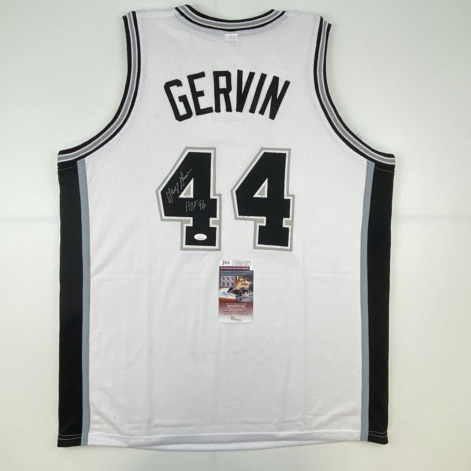 Autographed/Signed George Gervin HOF 96 San Antonio White Basketball ...