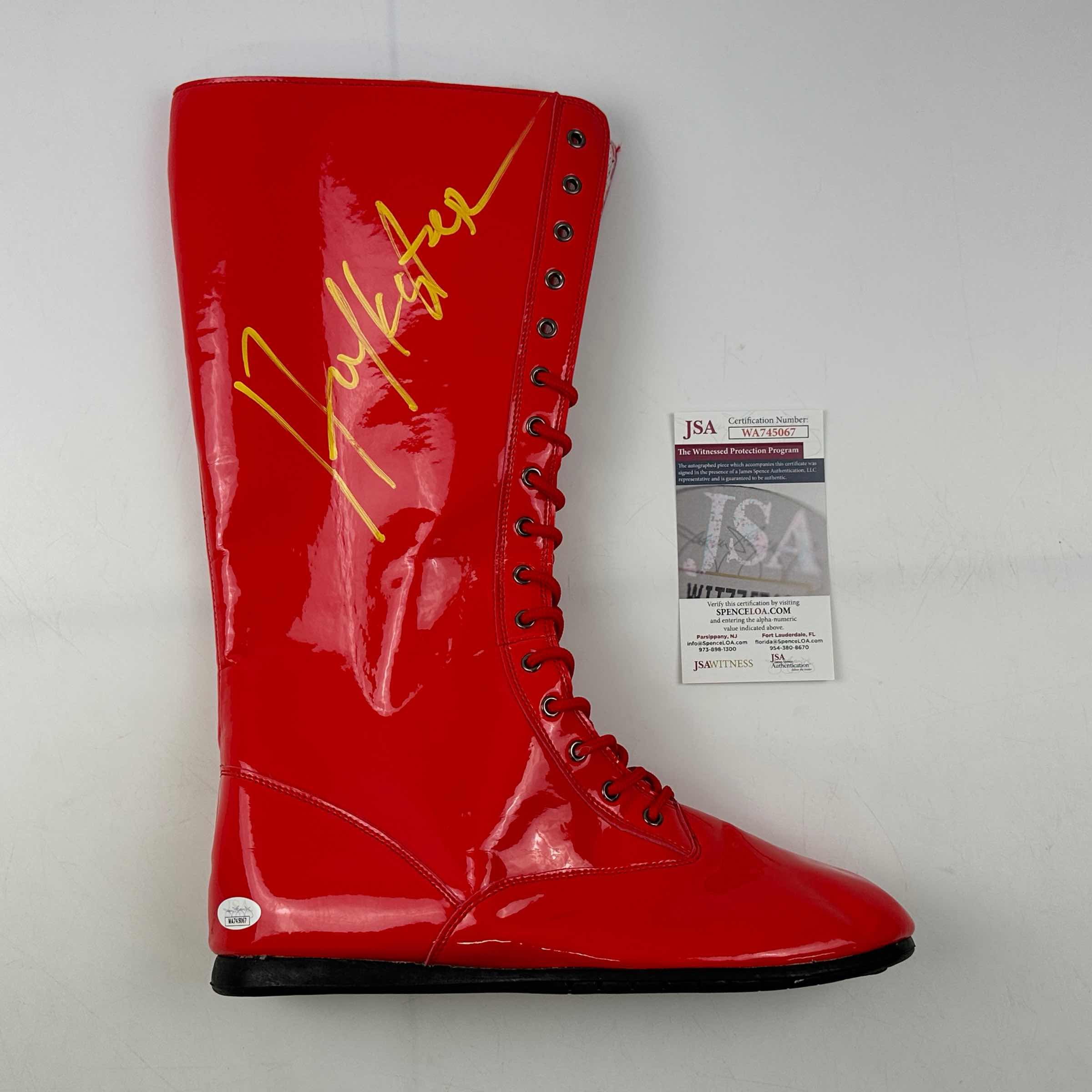 Autographed/Signed Hulk Hogan Red WWE WWF Wrestling Boot/Shoe JSA COA Auto - Walmart Business ...