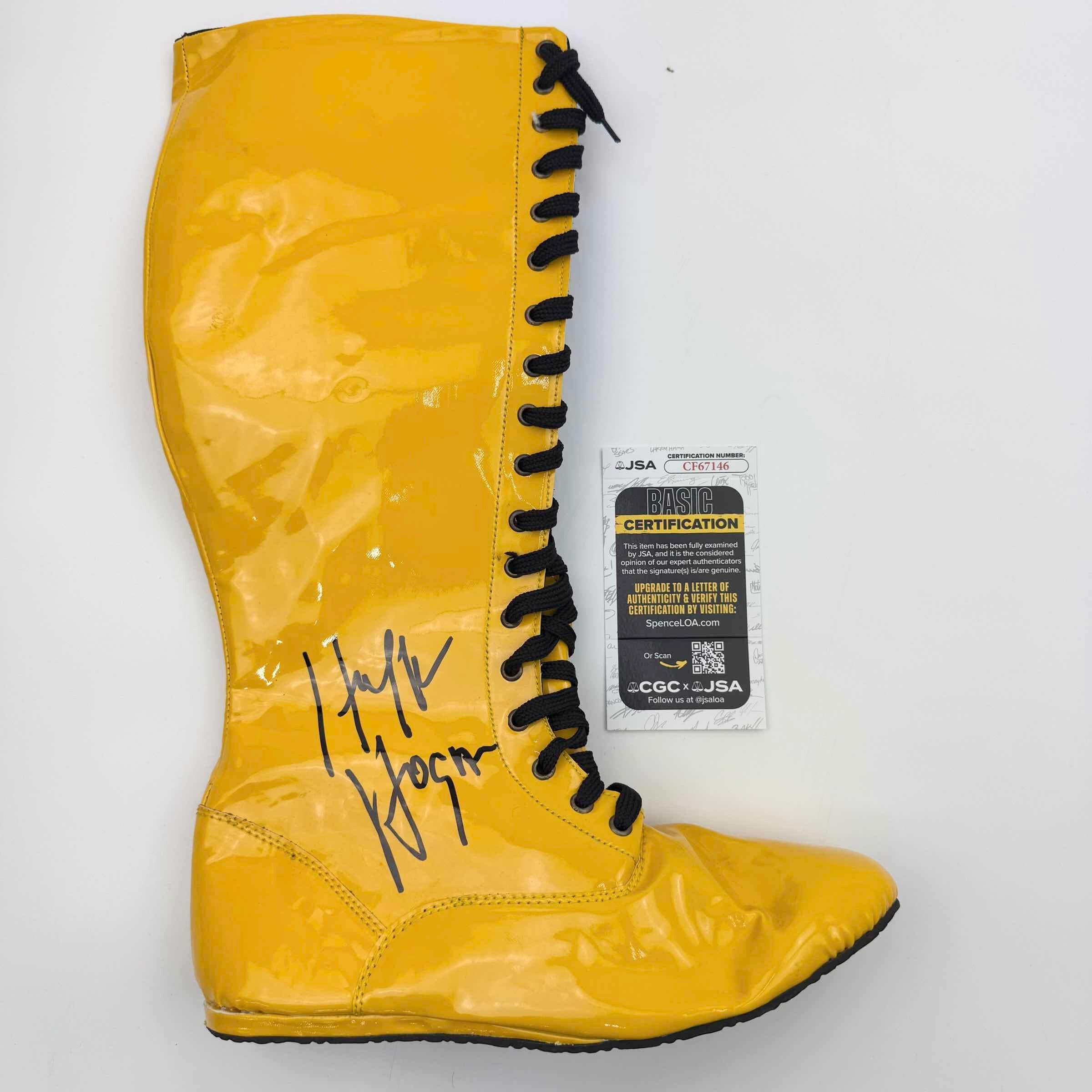 Autographed/Signed Hulk Hogan Yellow WWE WWF Wrestling Boot/Shoe JSA ...