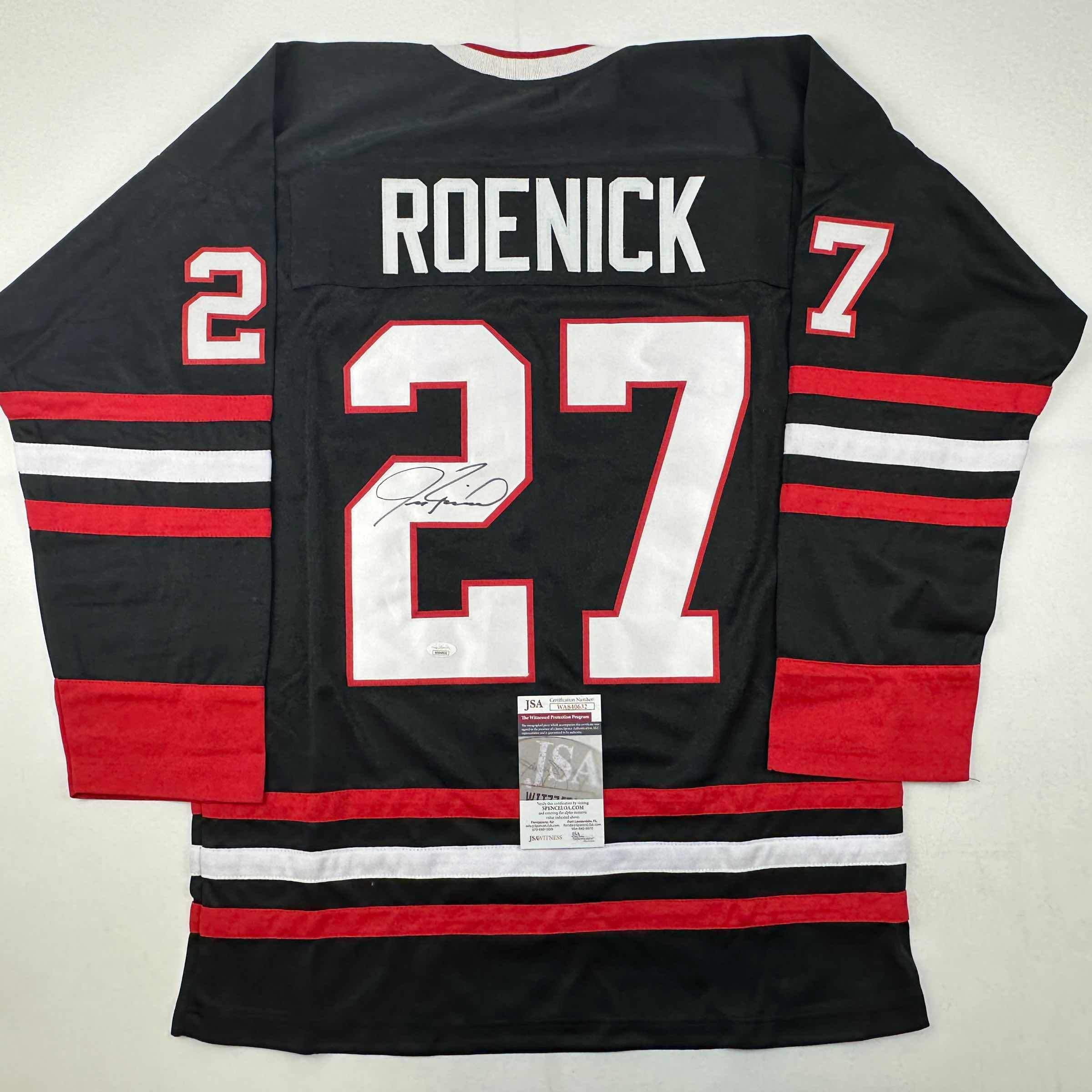 Autographed/Signed Jeremy Roenick Chicago Black Hockey Jersey JSA COA ...