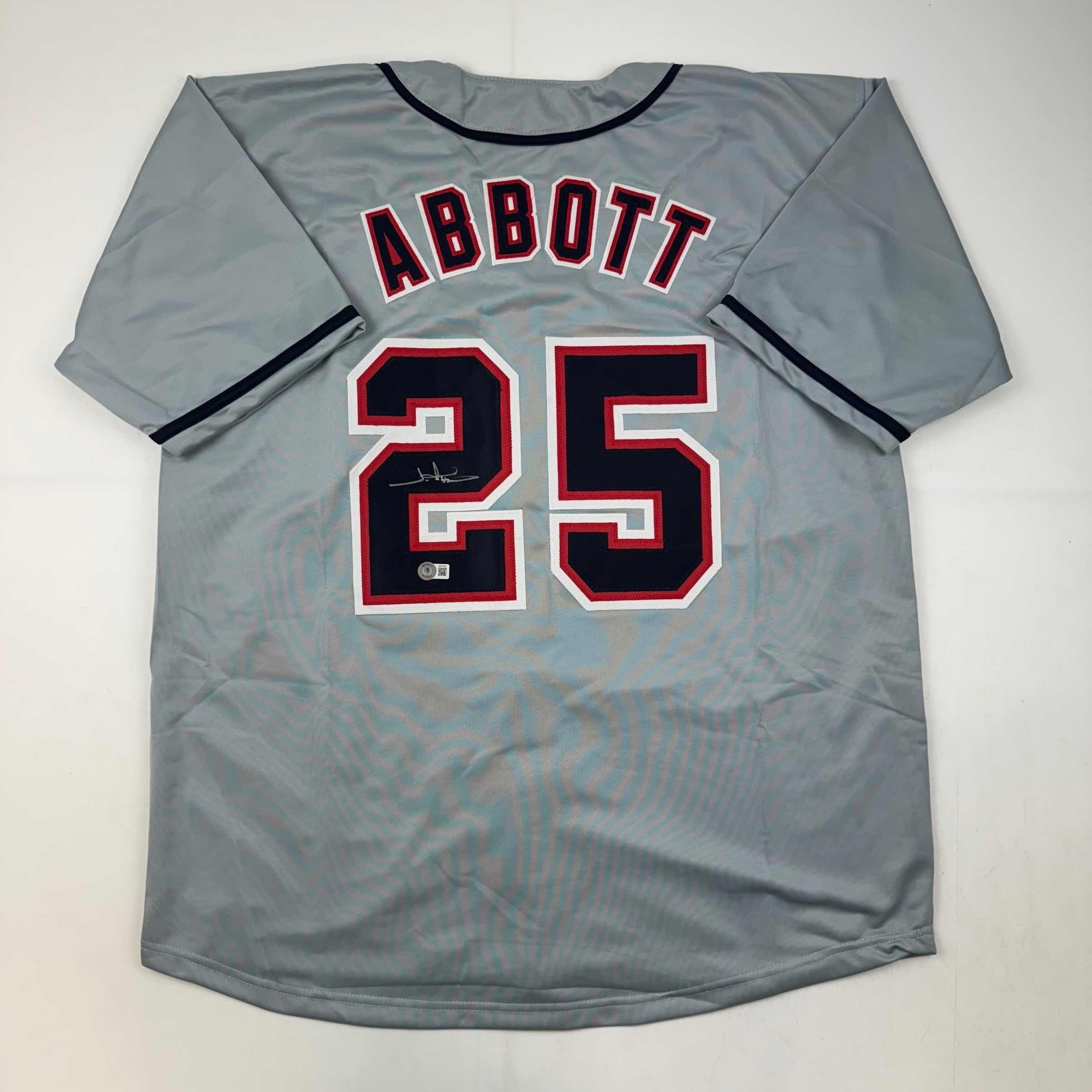 Autographed/Signed Jim Abbott California Angels Grey Baseball Jersey ...