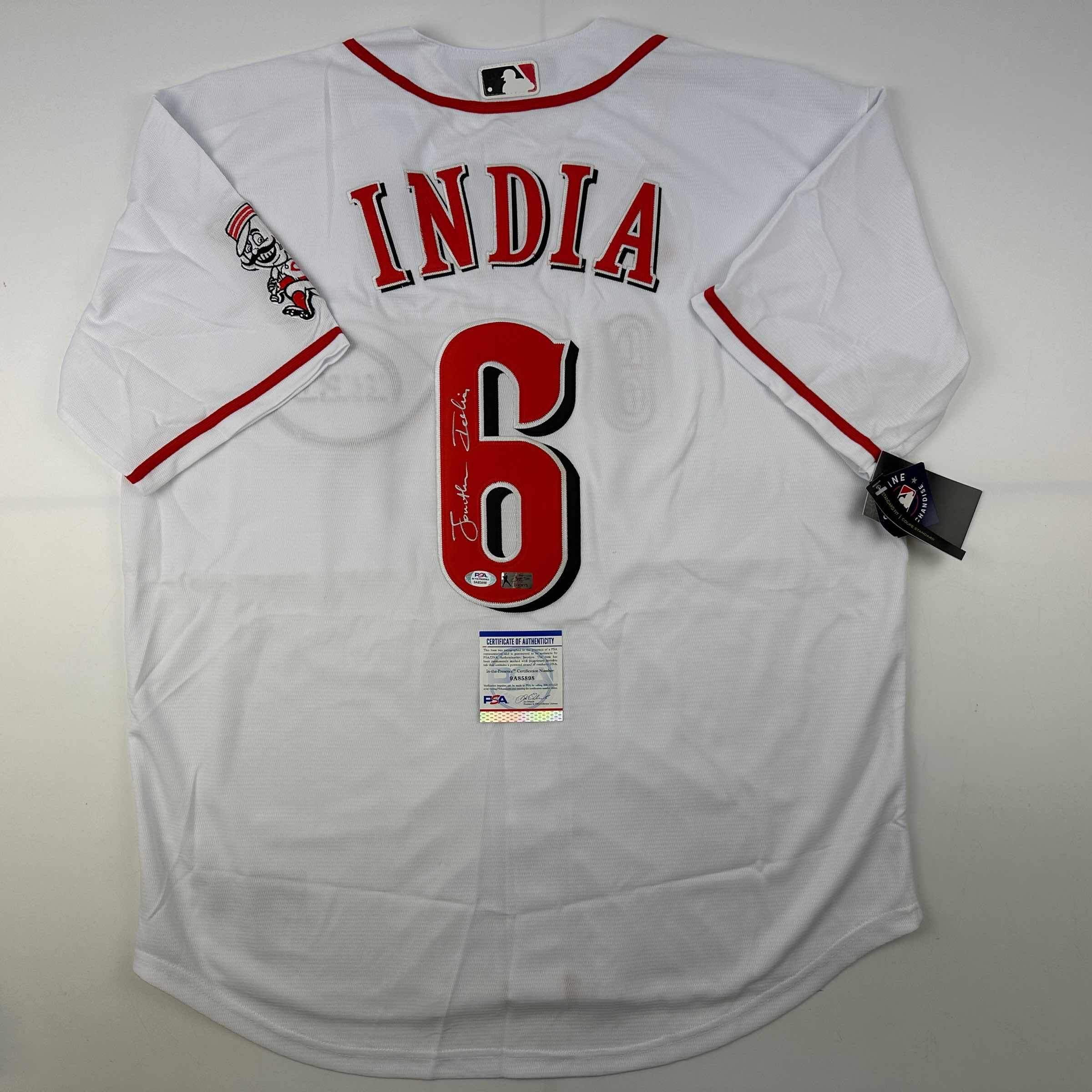 Autographed/Signed Jonathan India Cincinnati White Baseball Jersey JSA ...