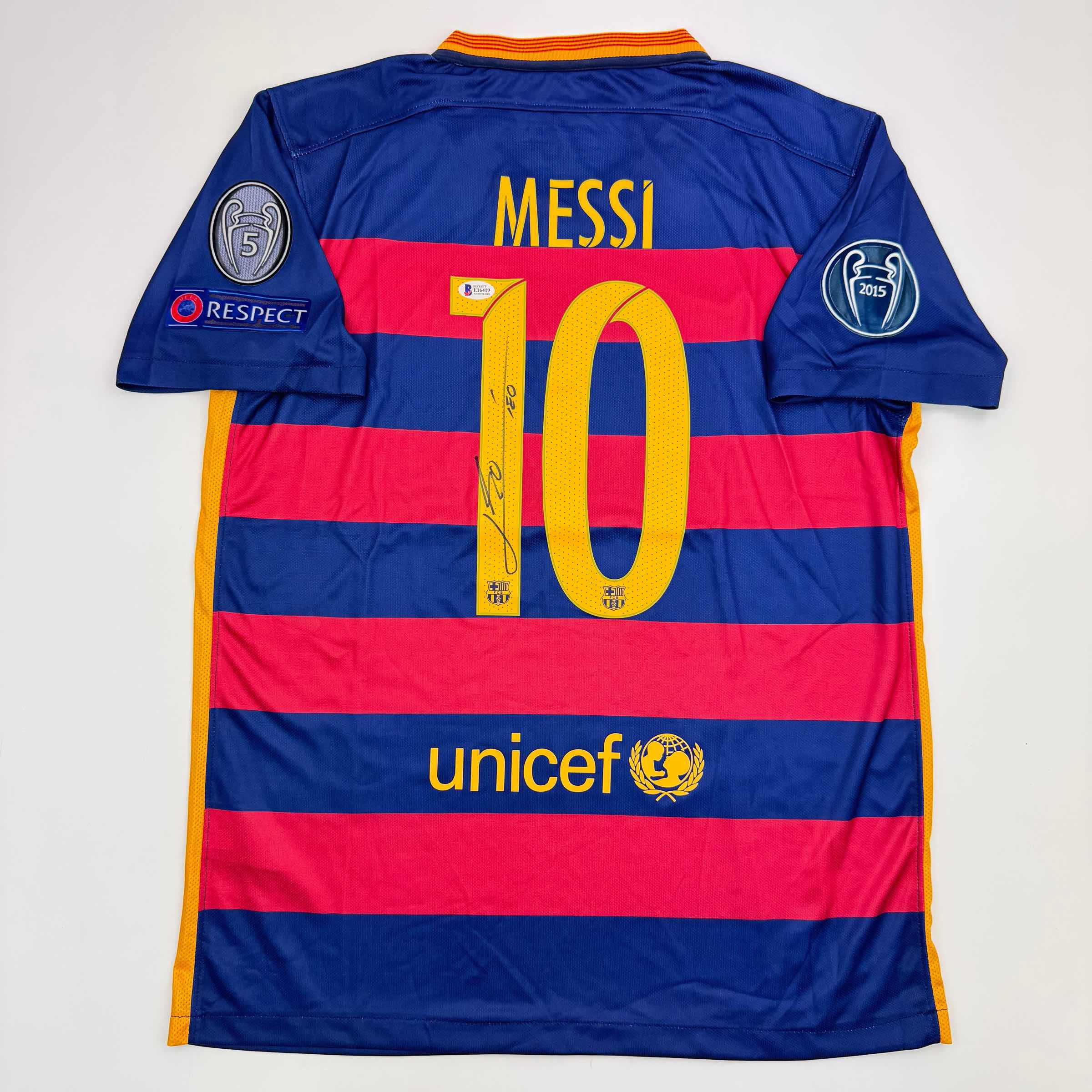 Autographed/Signed Lionel Leo Messi FC Barcelona Soccer Jersey Beckett ...