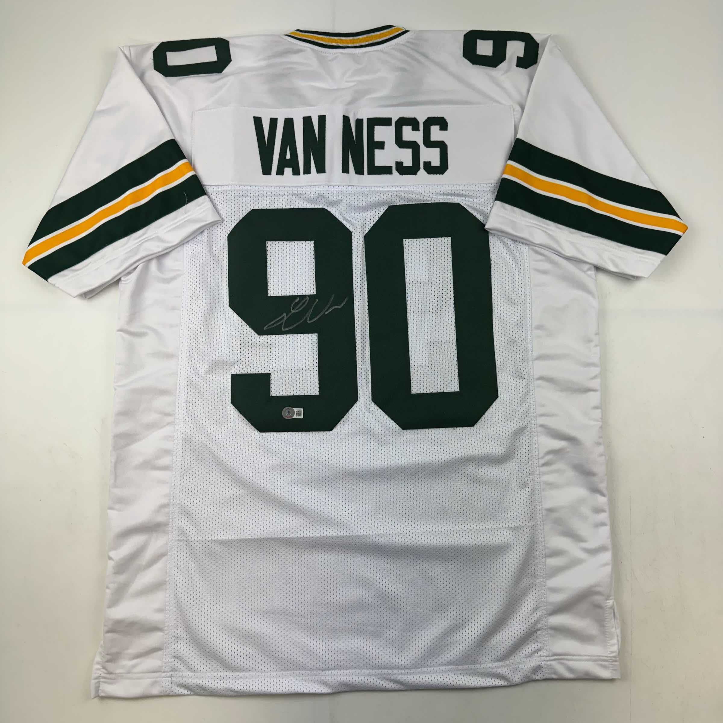 Autographed/Signed Lukas Van Ness Green Bay White Football Jersey ...