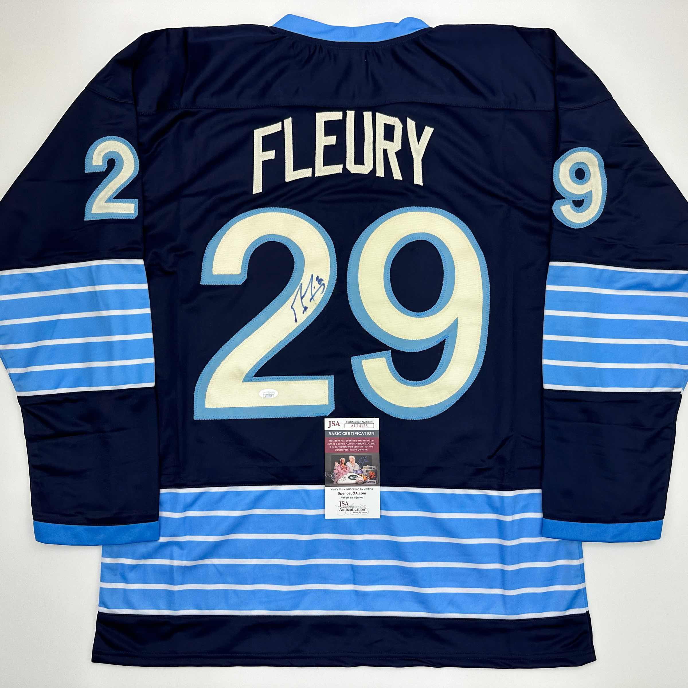 Autographed/Signed Marc-Andre Fleury Pittsburgh Blue Winter Classic ...