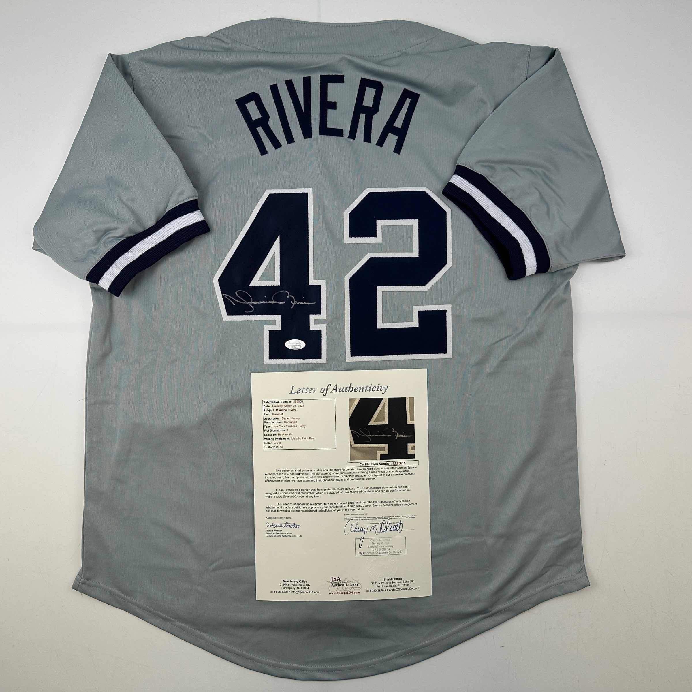 Autographed/Signed Mariano Rivera New York Grey Baseball Jersey JSA COA ...