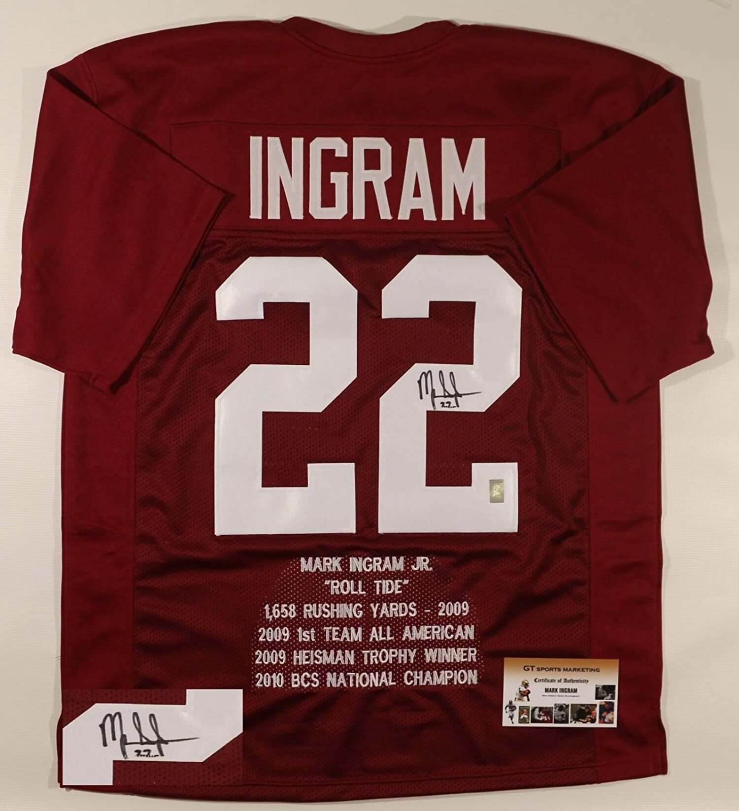 Autographed/Signed Mark Ingram Maroon Alabama Crimson Tide Custom Stat ...