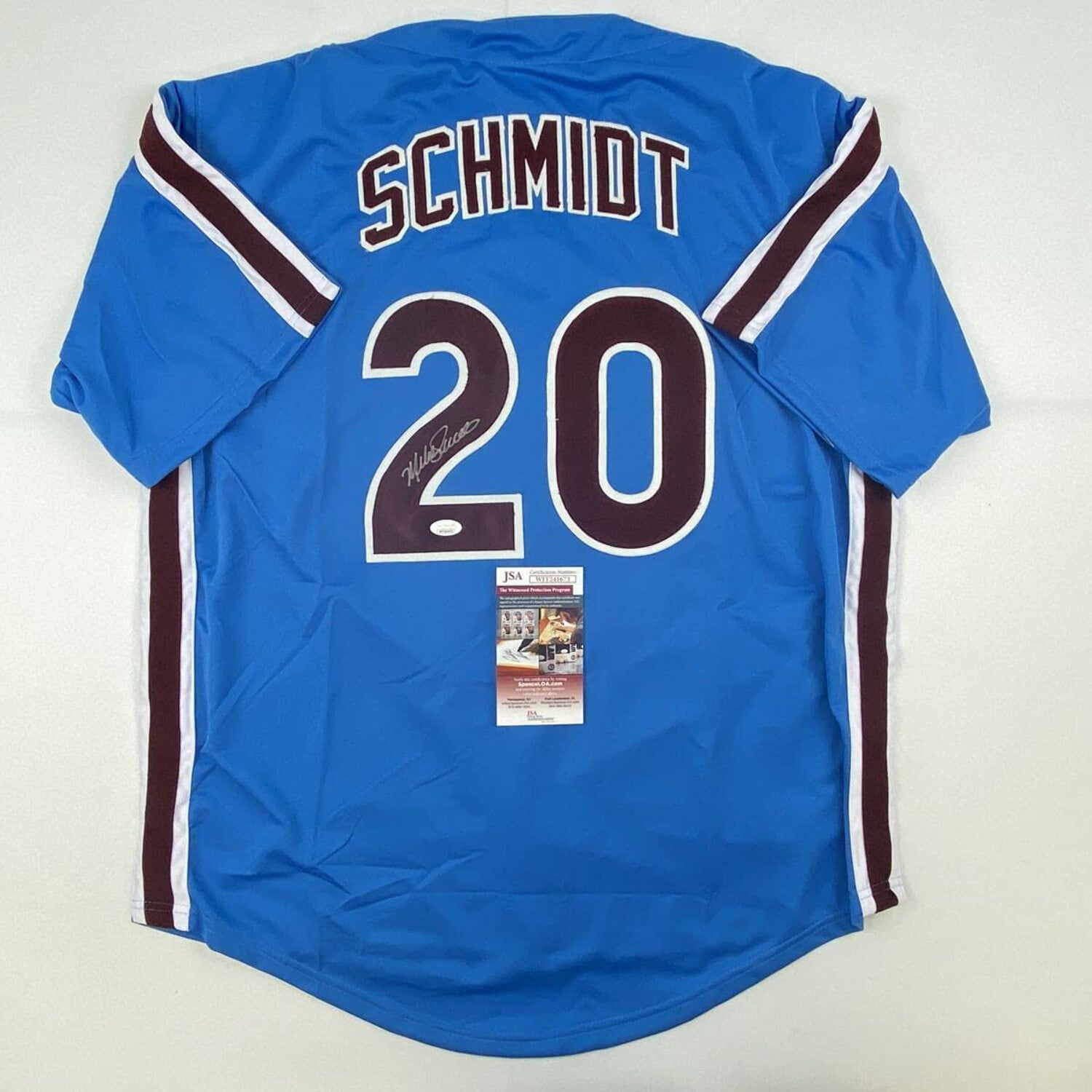 Autographed/Signed Mike Schmidt Philadelphia Retro Blue Baseball Jersey ...
