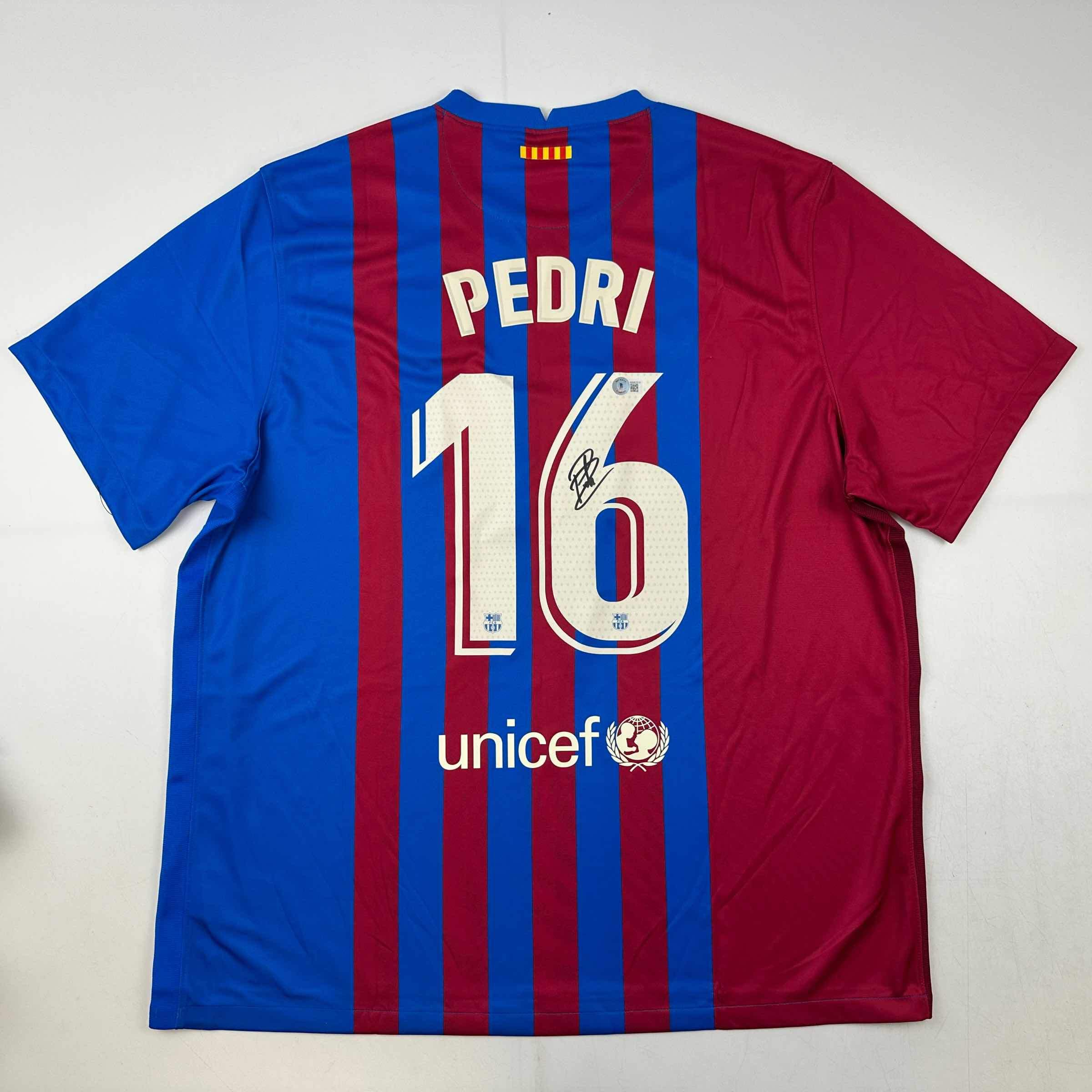 Autographed/Signed Pedri FC Barcelona Blue Soccer Jersey Beckett BAS ...