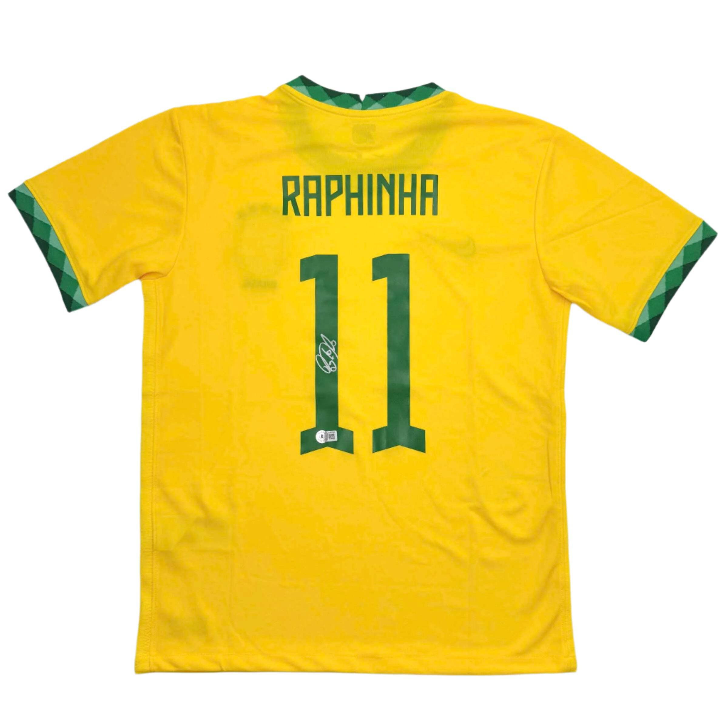 Autographed/Signed Raphinha Raphael Belloli Brazil Yellow Soccer Jersey ...