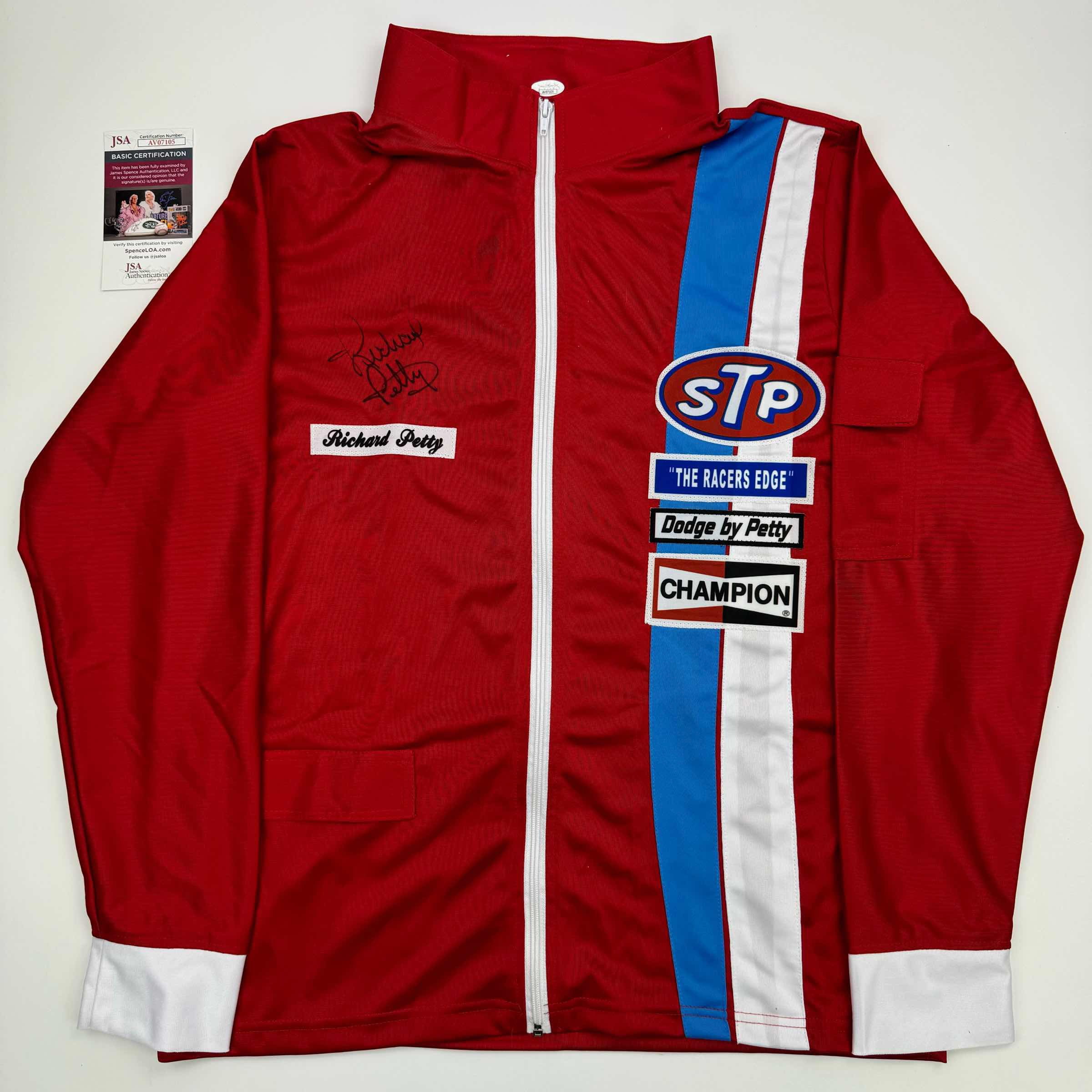Autographed/Signed Richard Petty NASCAR Auto Red Racing Jacket JSA COA ...