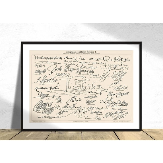 Autographs Of Famous Figures 1894 Reproduction Letters Decor Vintage ...