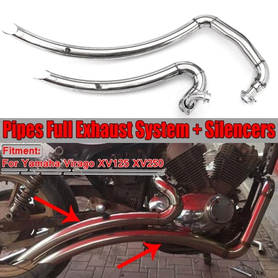 Autoleader Yamaha Virago XV125 XV250 Full Exhaust System, 304 Stainless ...