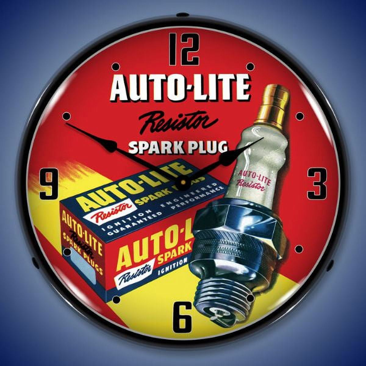 Collectable Sign and Clock Autolite Resistor Spark Plugs LED Lighted Premium Wall Clock ...
