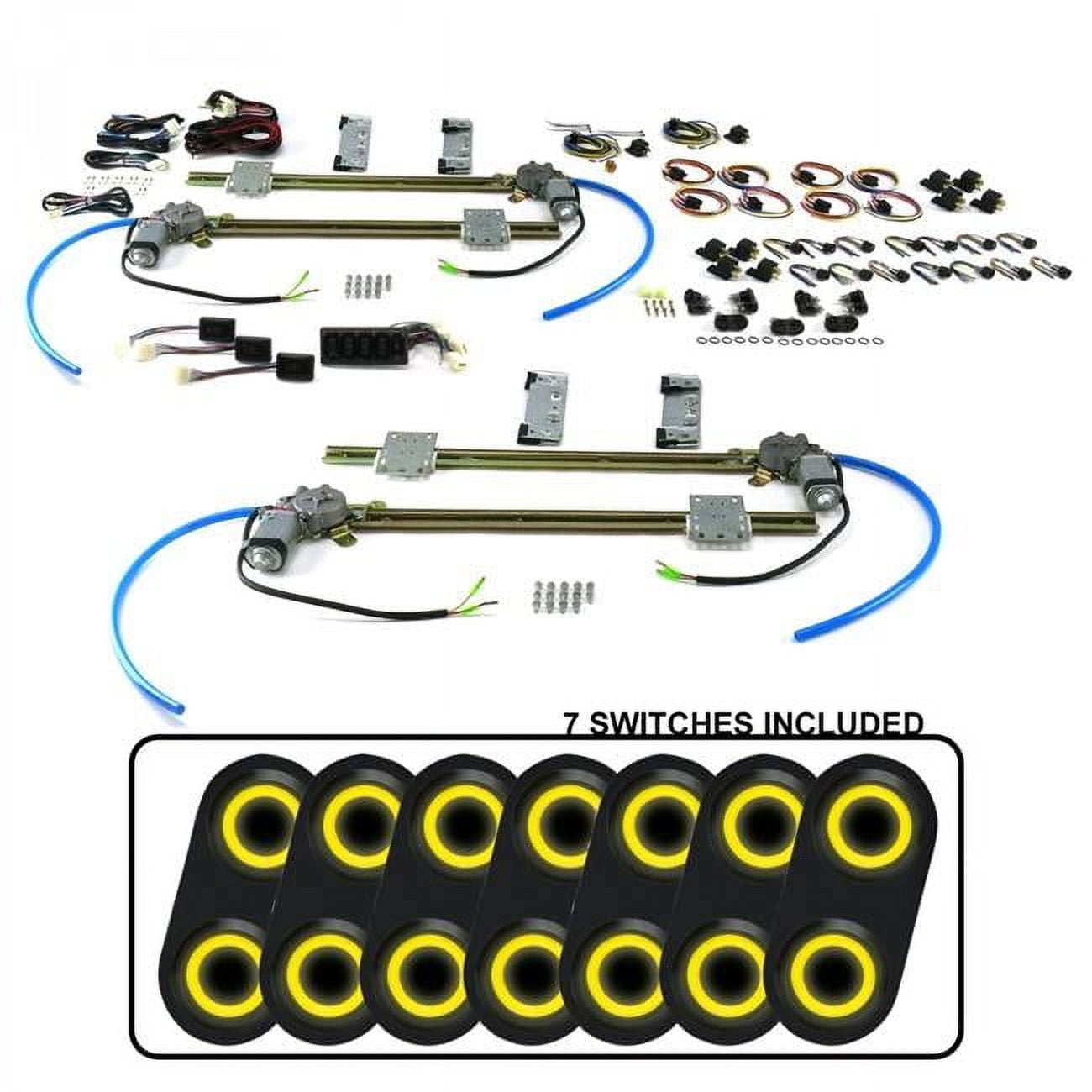 Autoloc 4 Door Flat Glass Power Window Kit with Daytona Black Switches ...