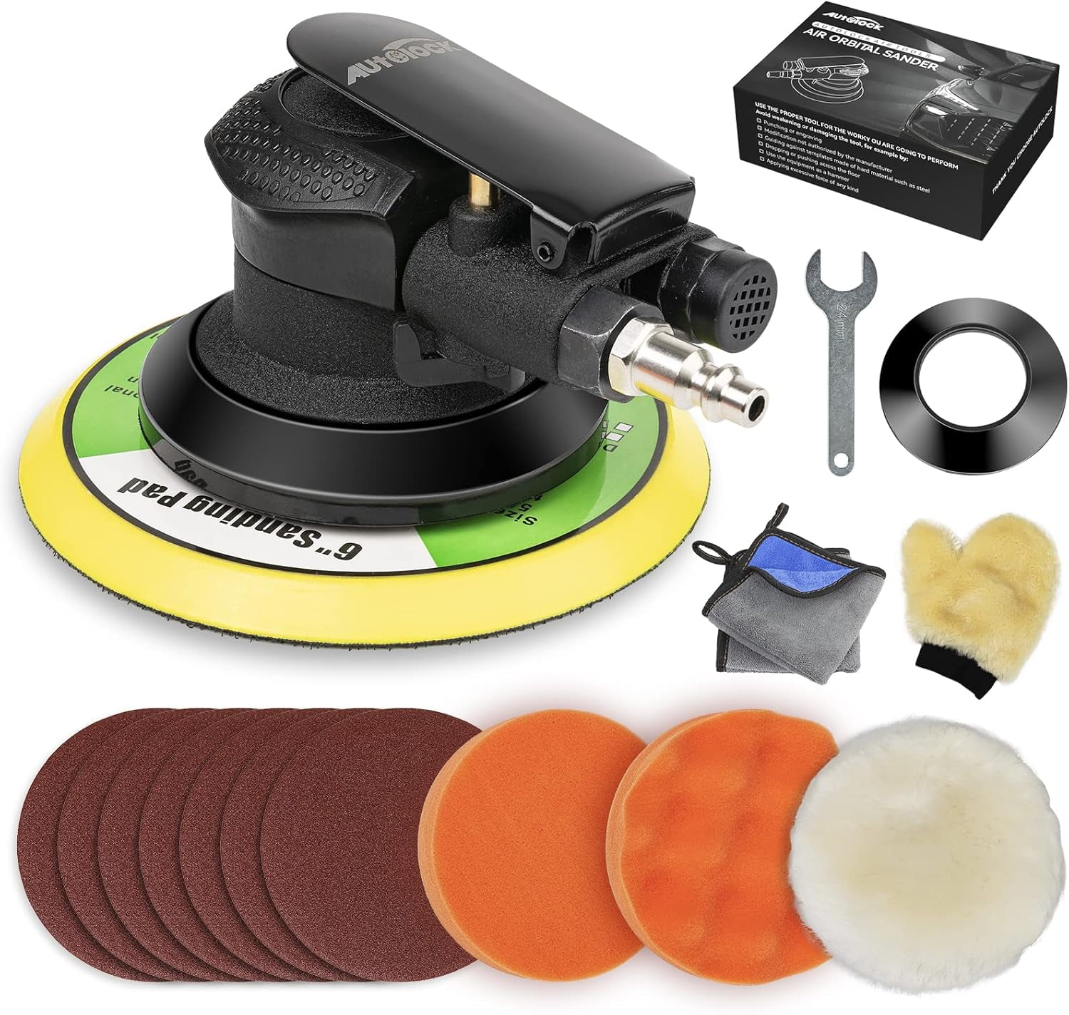 Autolock 6 Inches Air Random Orbital Sander, Pneumatic Palm Car Sanders ...