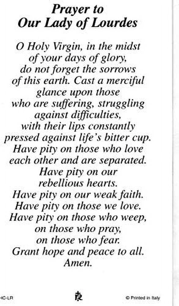 Autom co Prayer to Our Lady of Lourdes holy card - laminated - Pack of ...